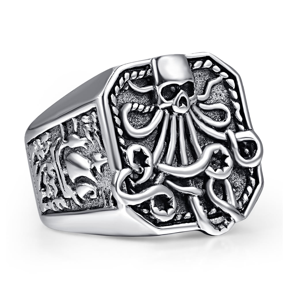Men's Stainless Steel Octopus Squid Rings Silver Vintage Tentacles ...