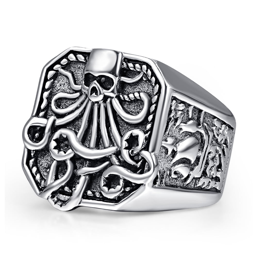Men's Stainless Steel Octopus Squid Rings Silver Vintage Tentacles ...