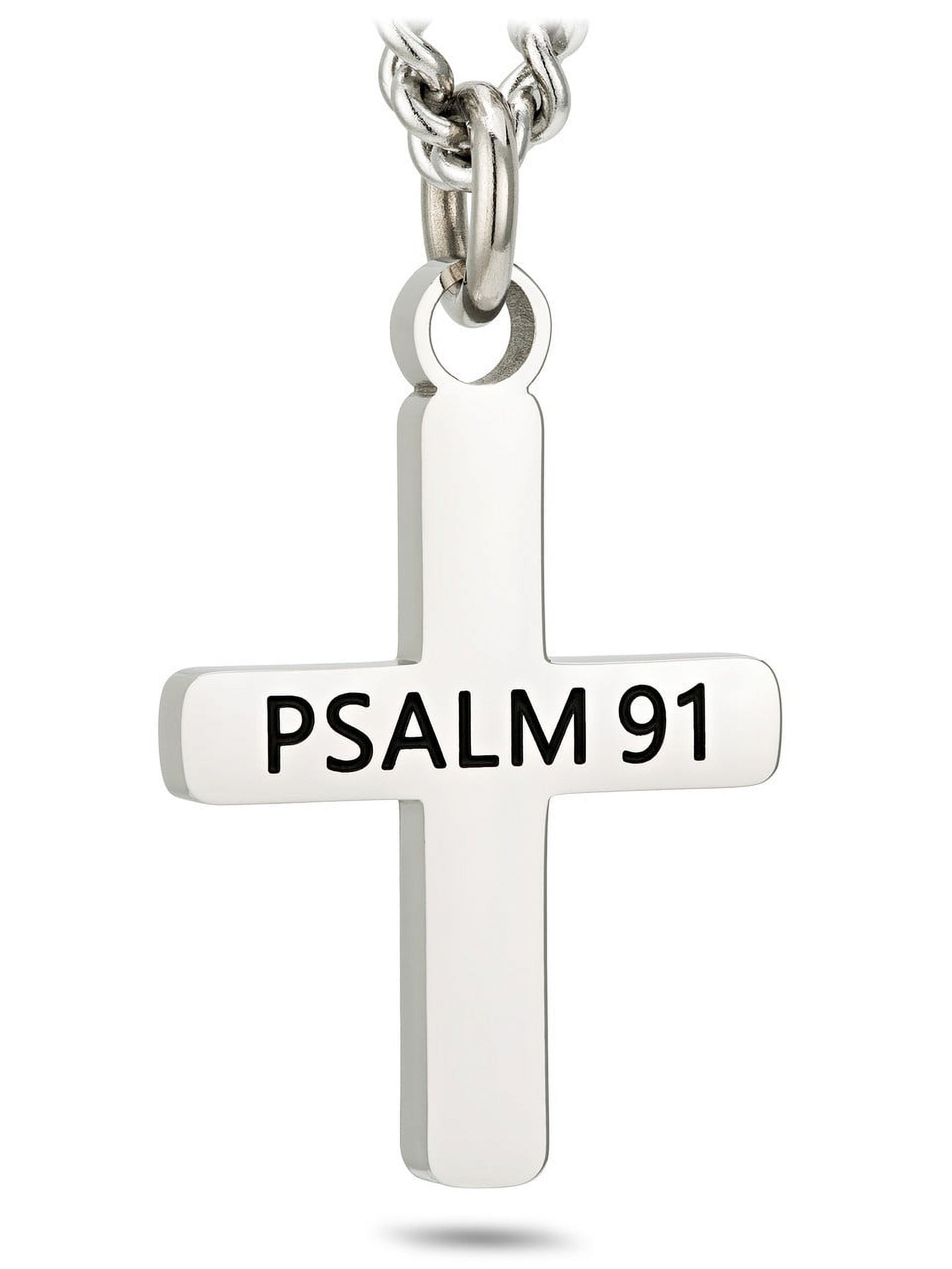 Men's Stainless Steel Psalm Cross Necklace- Psalm 91 by Shields of ...