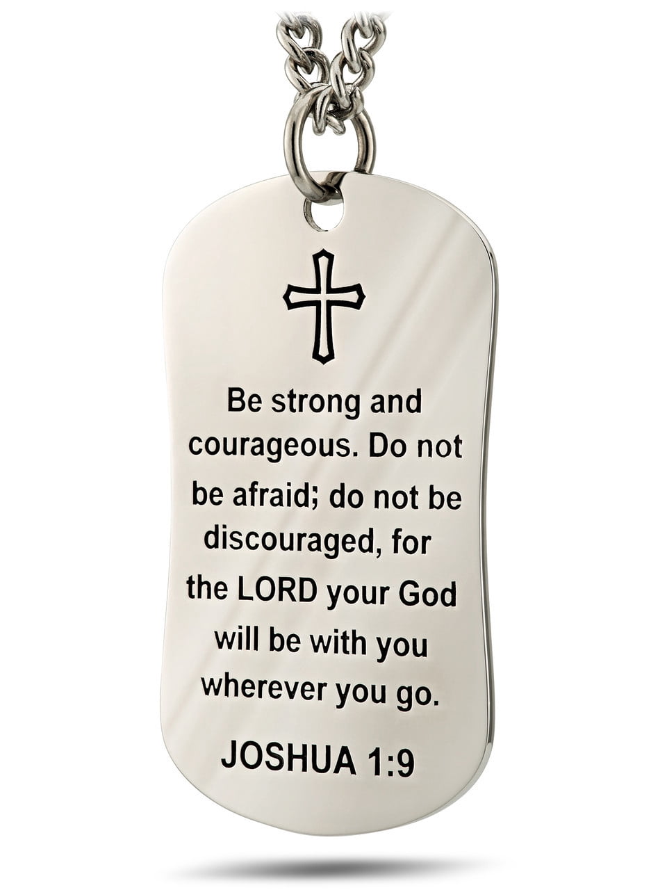 Men's Stainless Steel Psalm/Joshua Dog Tag Necklace by Shields of ...