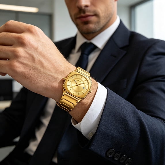 Men’s Stainless Steel Quartz Watch Non-Automatic Business Dress ...