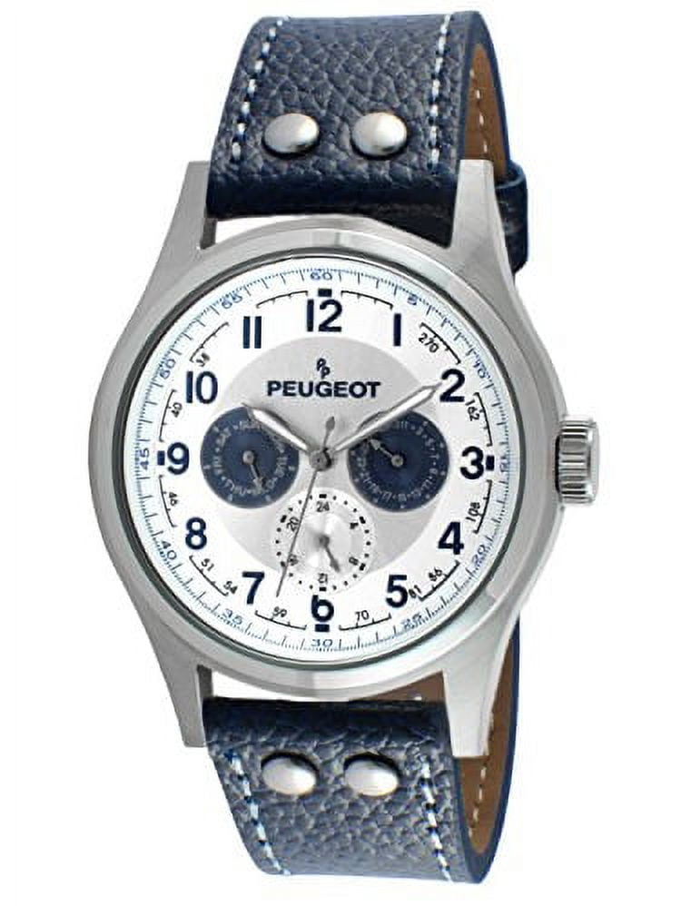 Men's 'Stainless Steel' Quartz and Leather Aviator Watch, Color:Blue ...