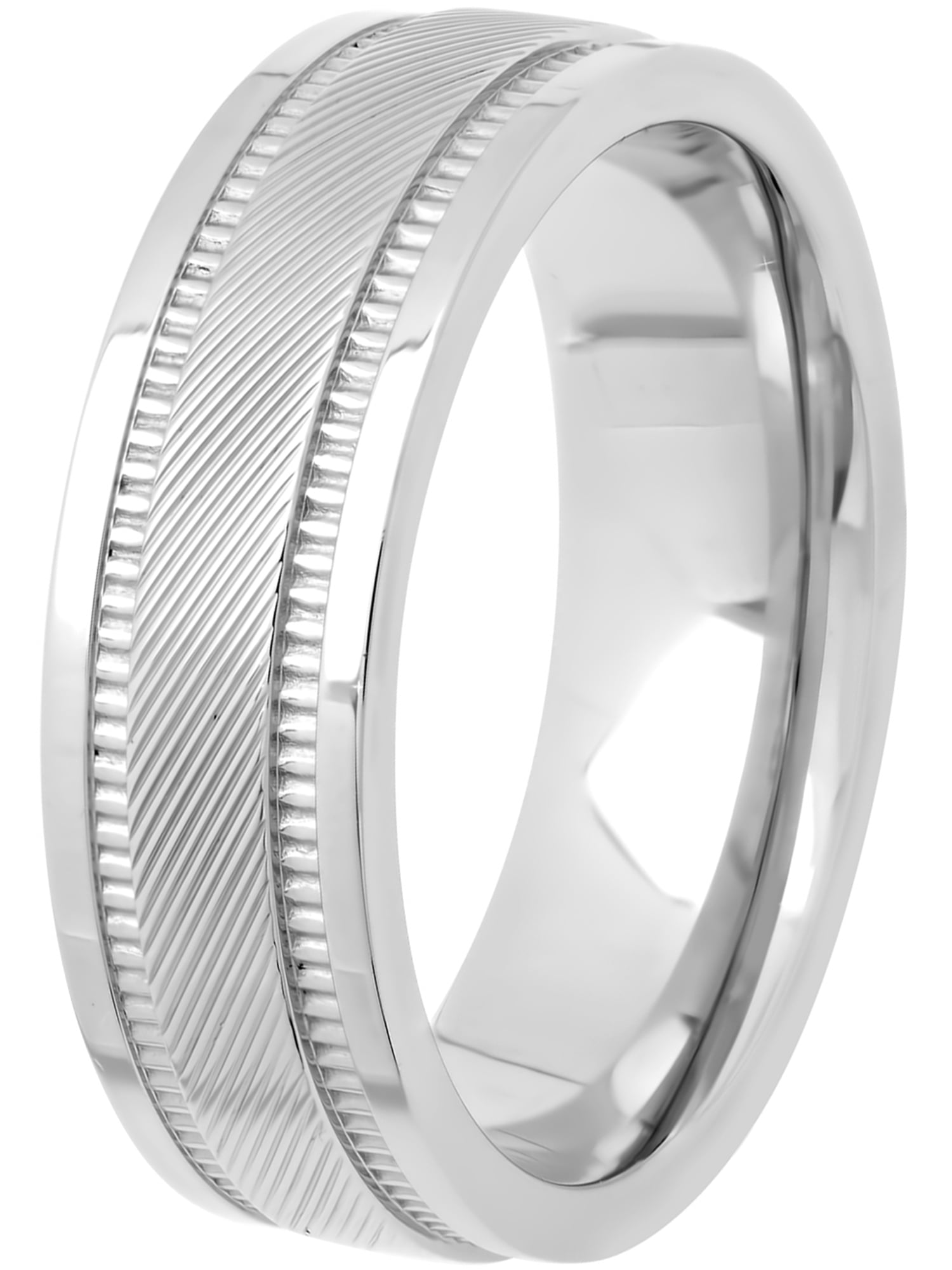 Menâ s Stainless Steel Ribbed Spiral Wedding Ring Band â Mens Ring ...