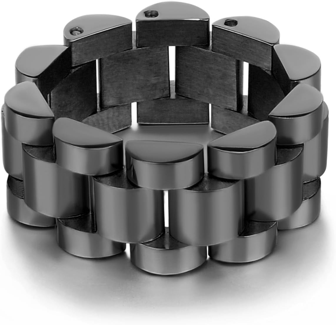 Men's Stainless Steel Solid Link Chain Statement Ring Hip Hop Watch ...