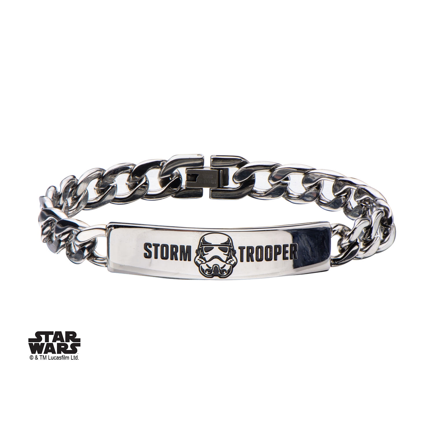Men's Stainless Steel Star Wars Stormtrooper ID Curb Chain Bracelet ...