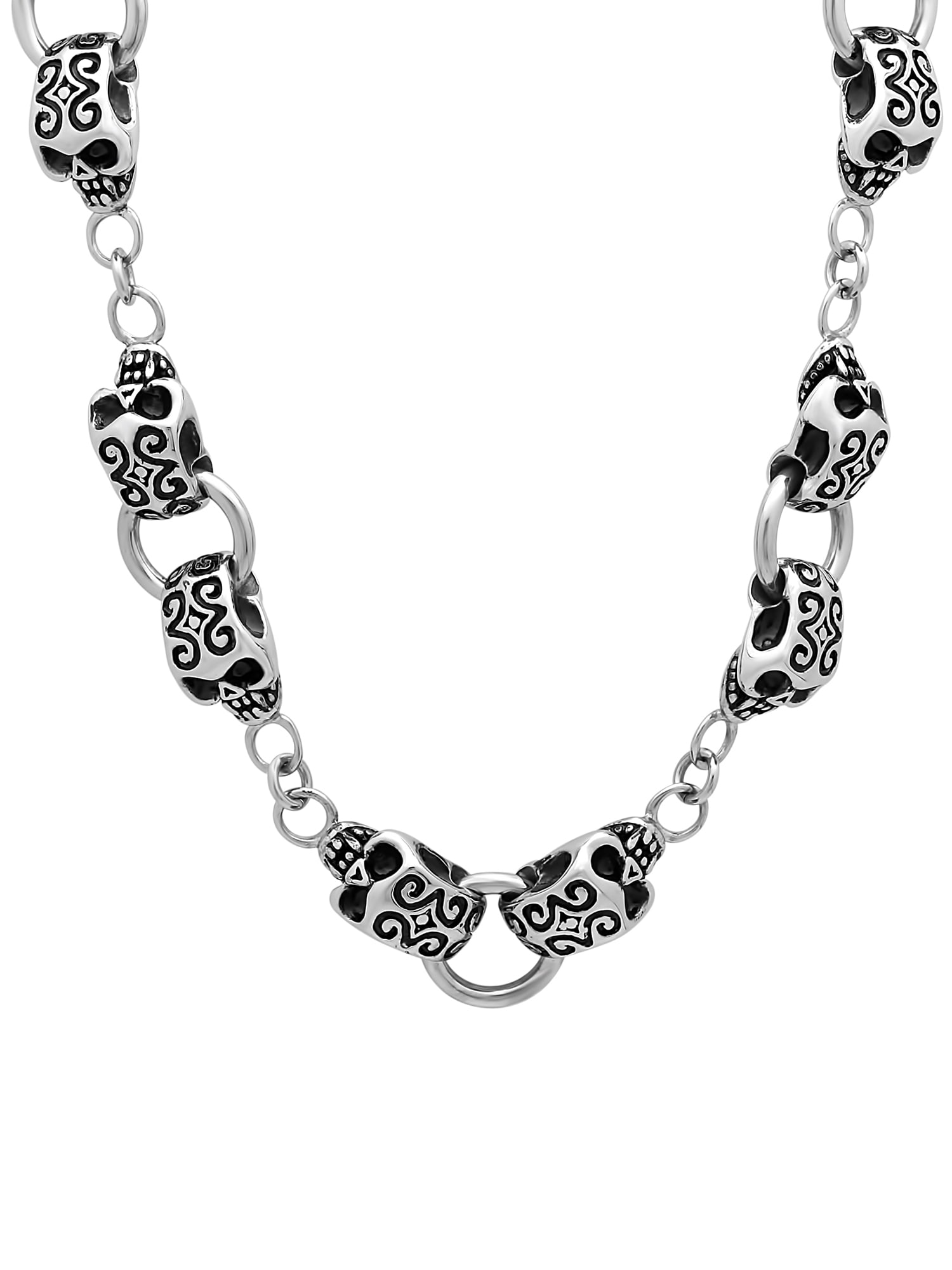 Men's Stainless Steel Tribal Skull Link Chain - Mens Necklace, 24 ...