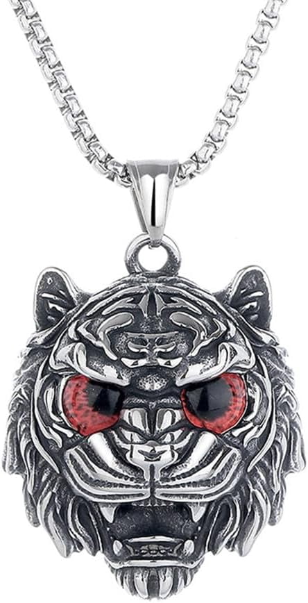 Men's Stainless Steel Vintage Domineering Hip Hop Animal Roaring Tiger ...