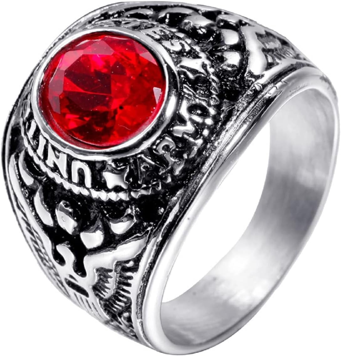 Men's Stainless Steel Vintage US Army Veteran Eagle Hawk Rings Oval ...