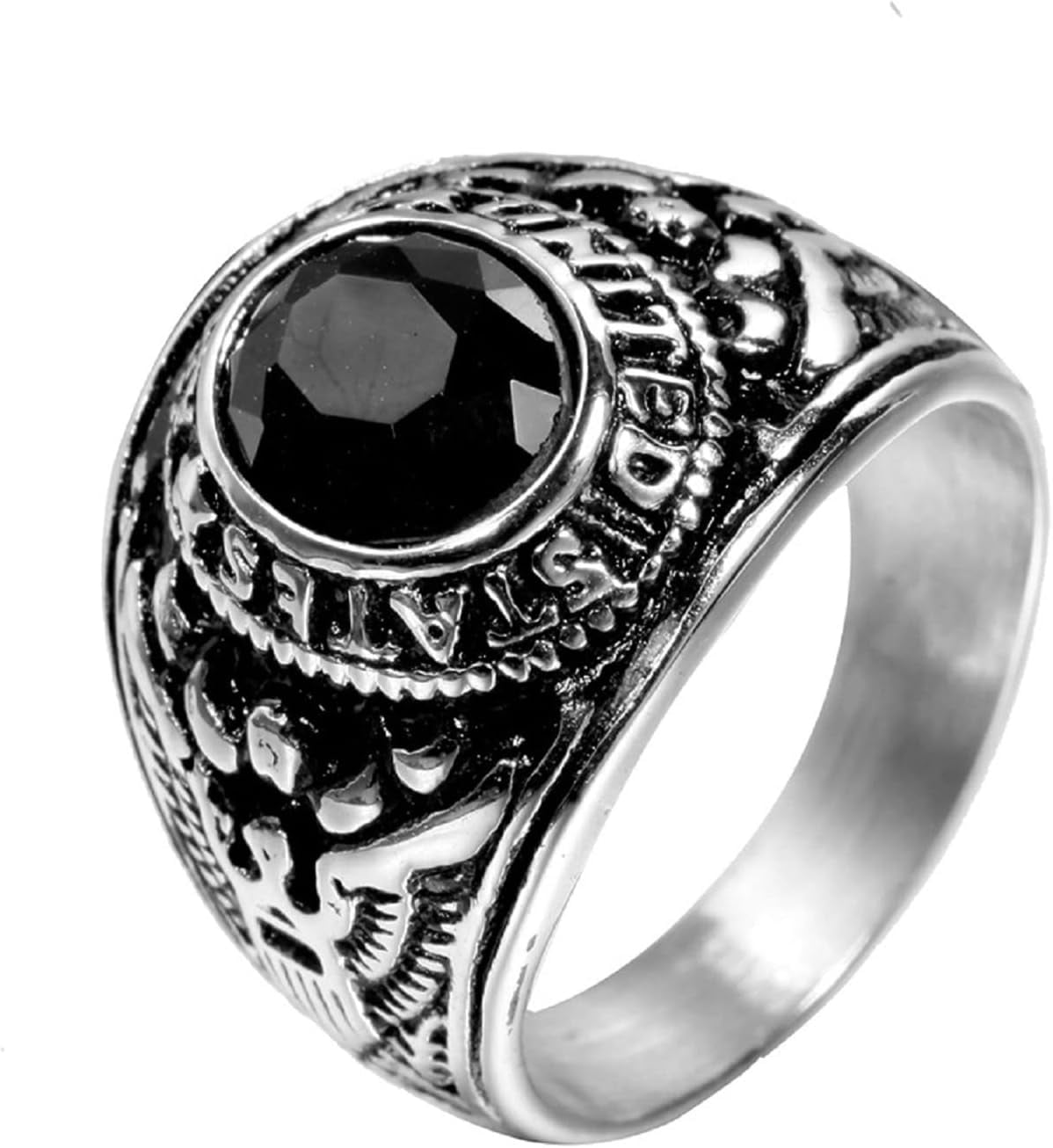Men's Stainless Steel Vintage US Army Veteran Eagle Hawk Rings Oval ...