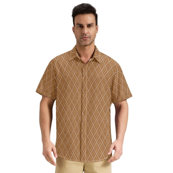 Men’s Stand Collar Short Sleeve Shirt Casual Button Down Summer Top ...
