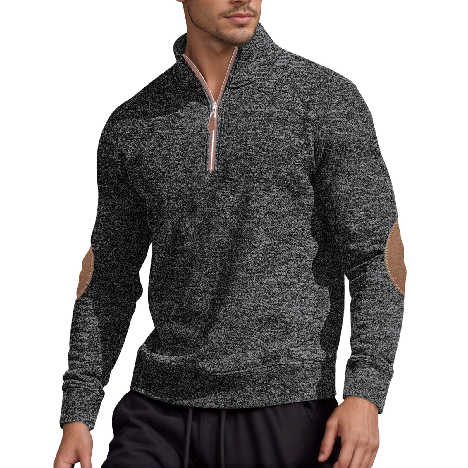 Men's Stand Collar Zip Front Sweatshirt Fashionable Leisure Cardigan ...