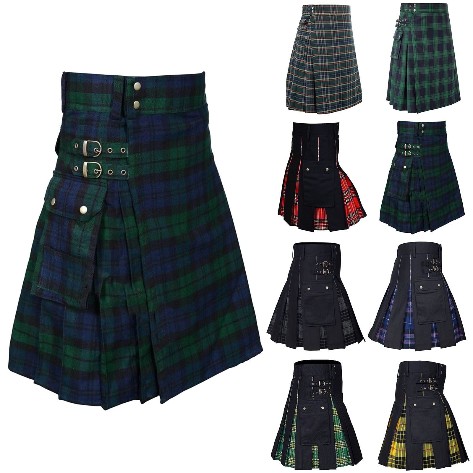 Men's Standard Utility Kilt Modern Scottish Kilt for Everyday Wear with Adjustable Hip Straps ...