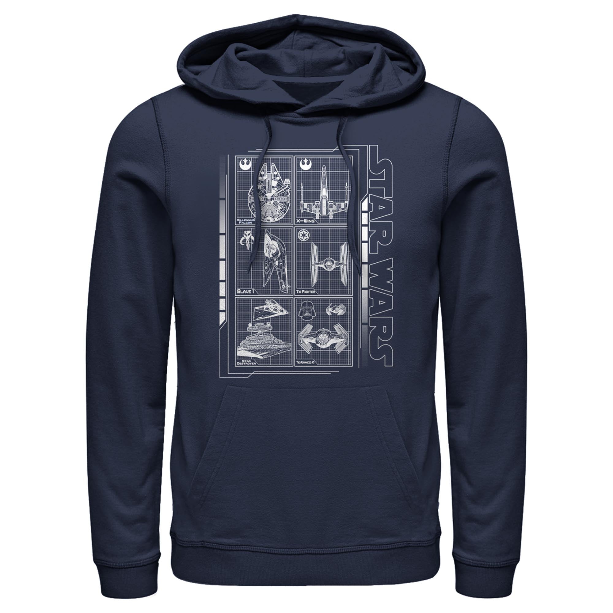 Men's Star Wars: A New Hope Battle Ships Blueprints Pull Over Hoodie ...
