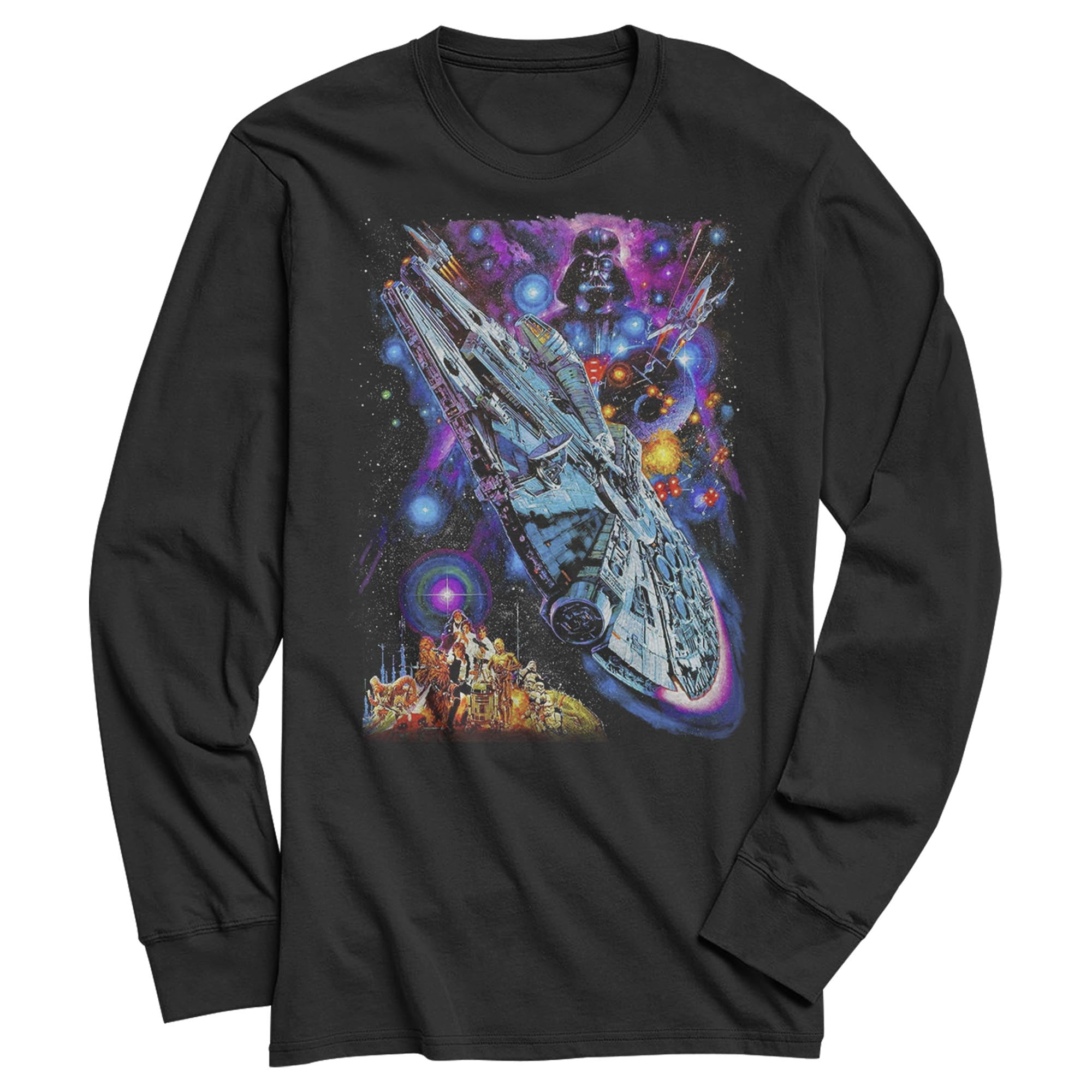 Men's Star Wars: A New Hope Darth Vader Millennium Falcon Galaxy Poster ...