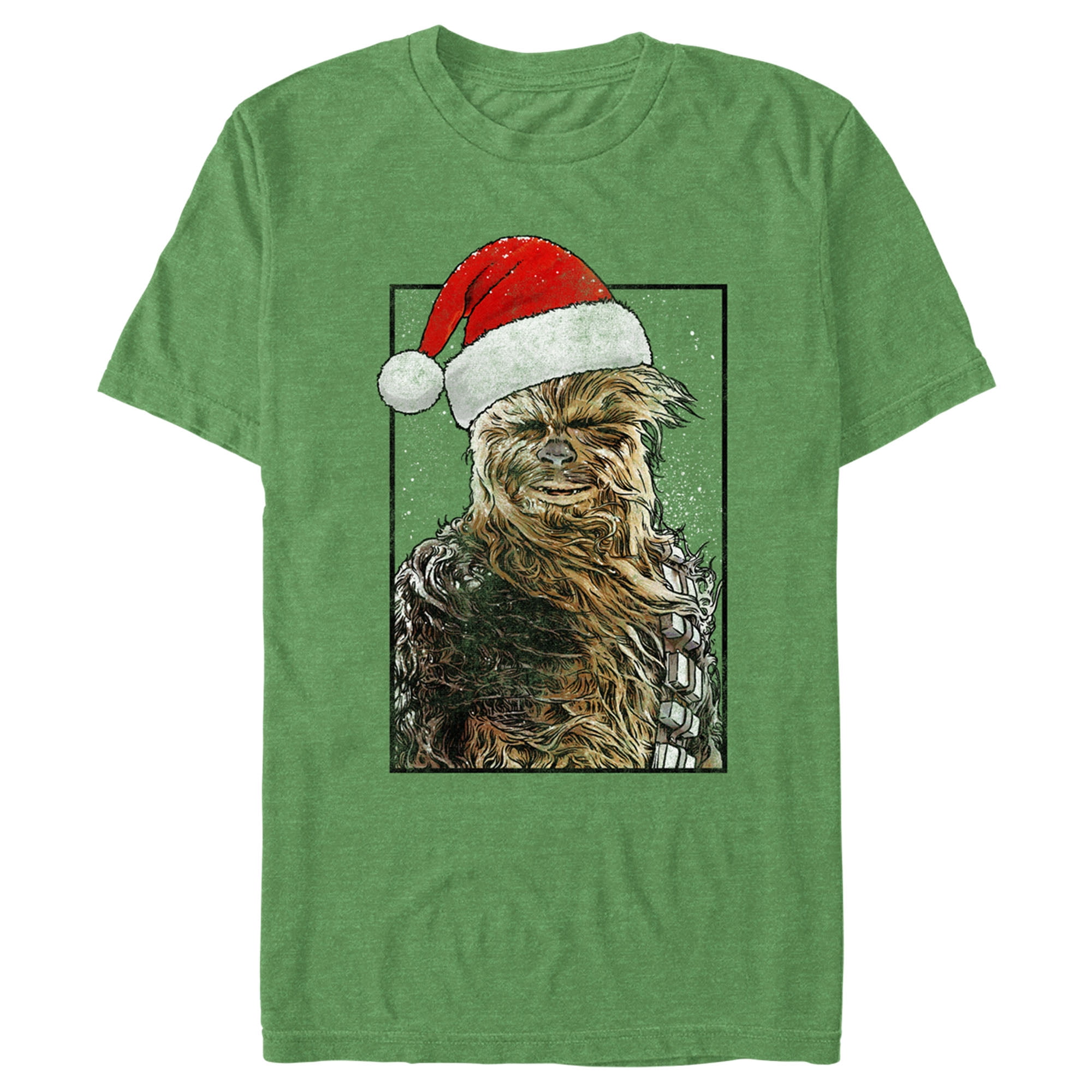 Men's Star Wars Christmas Chewbacca Santa Hat Portrait Graphic Tee ...