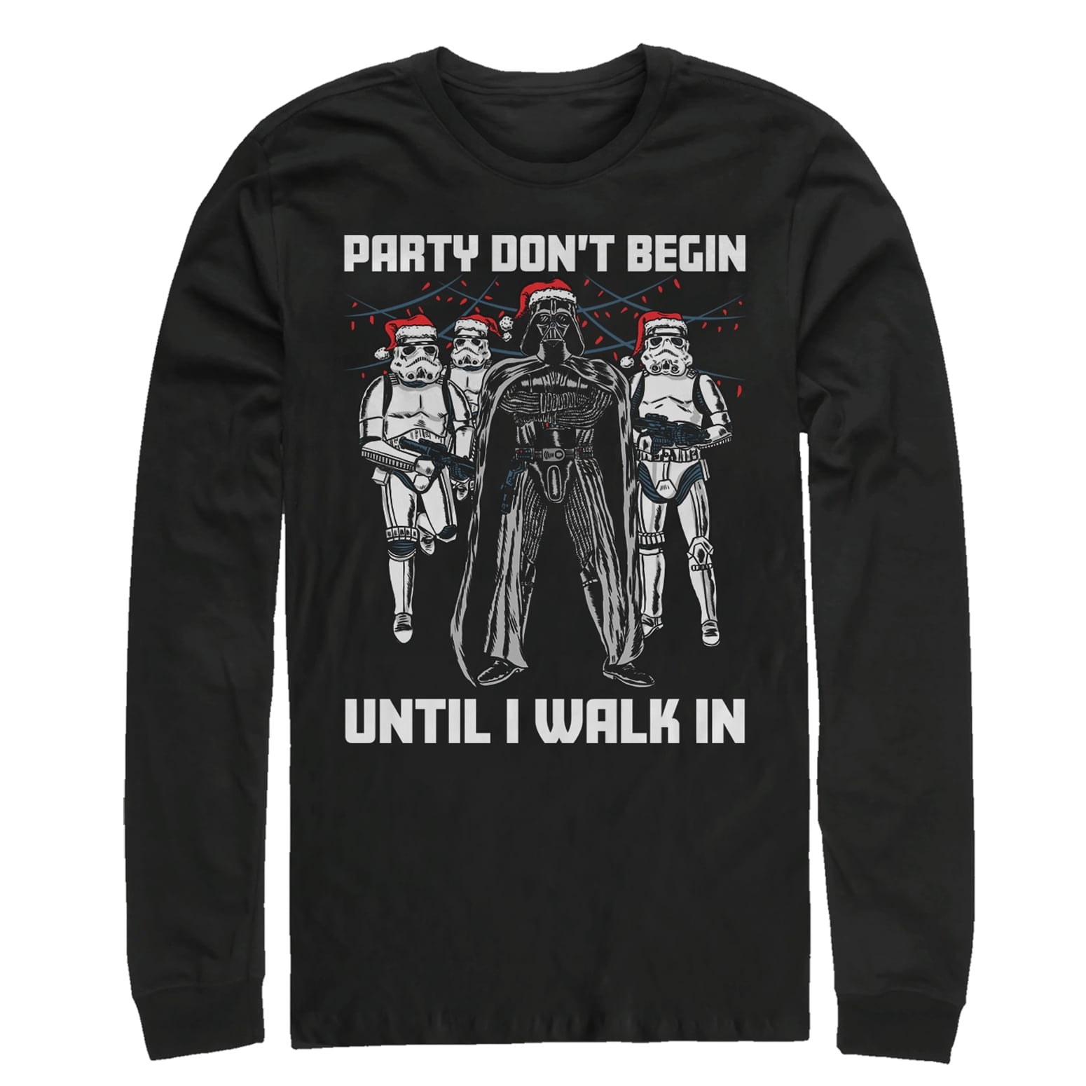 Men's Star Wars Christmas Dark Side Party Long Sleeve Shirt Black Large ...