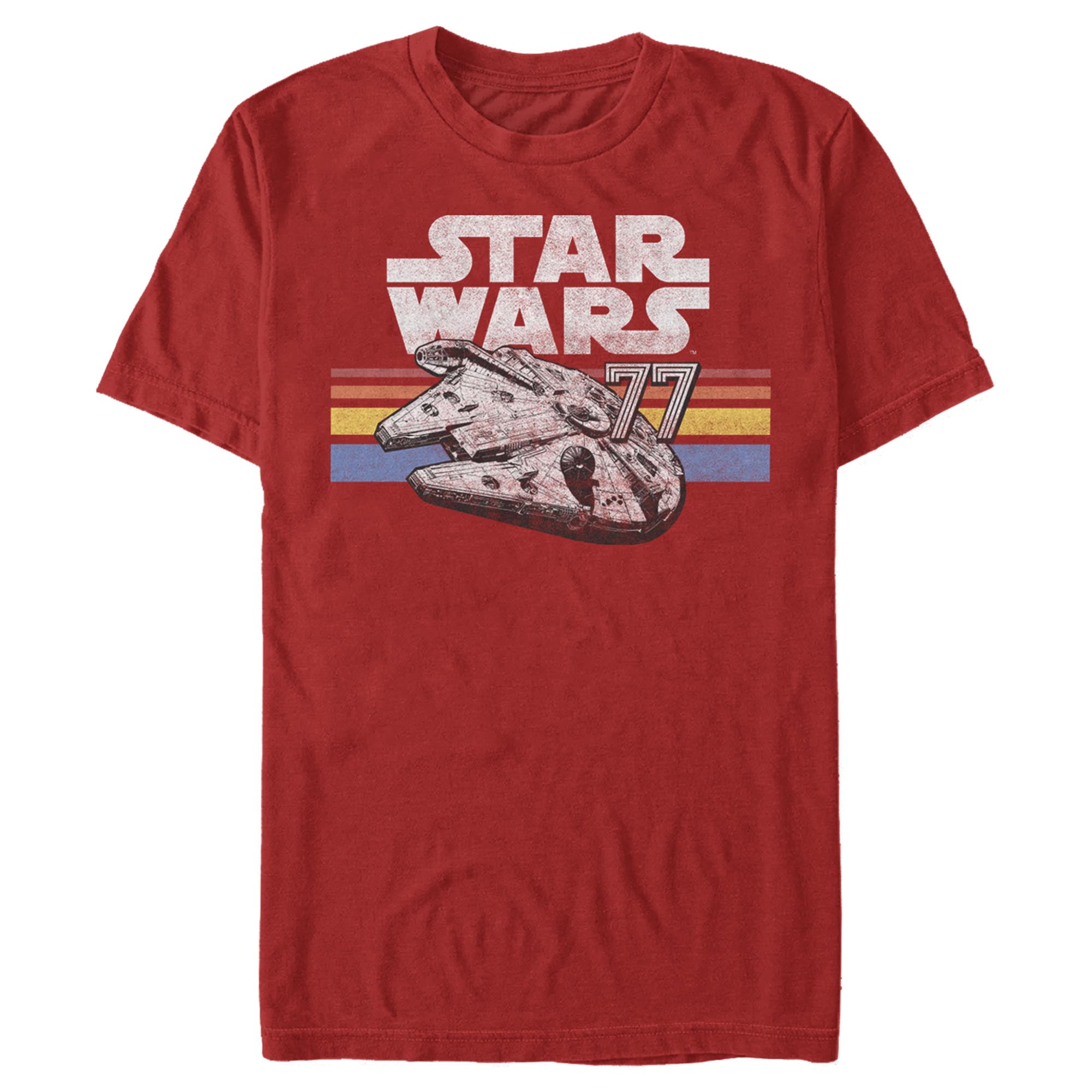 Men's Star Wars Millennium Falcon 77' Vintage Stripes Graphic Tee Red ...