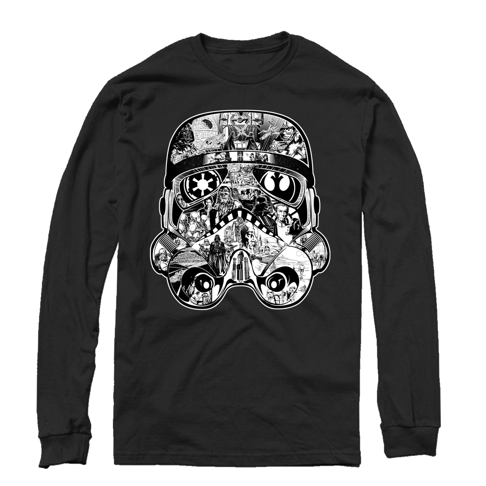Men's Star Wars Stormtrooper Scenes Long Sleeve Shirt Black X Large ...