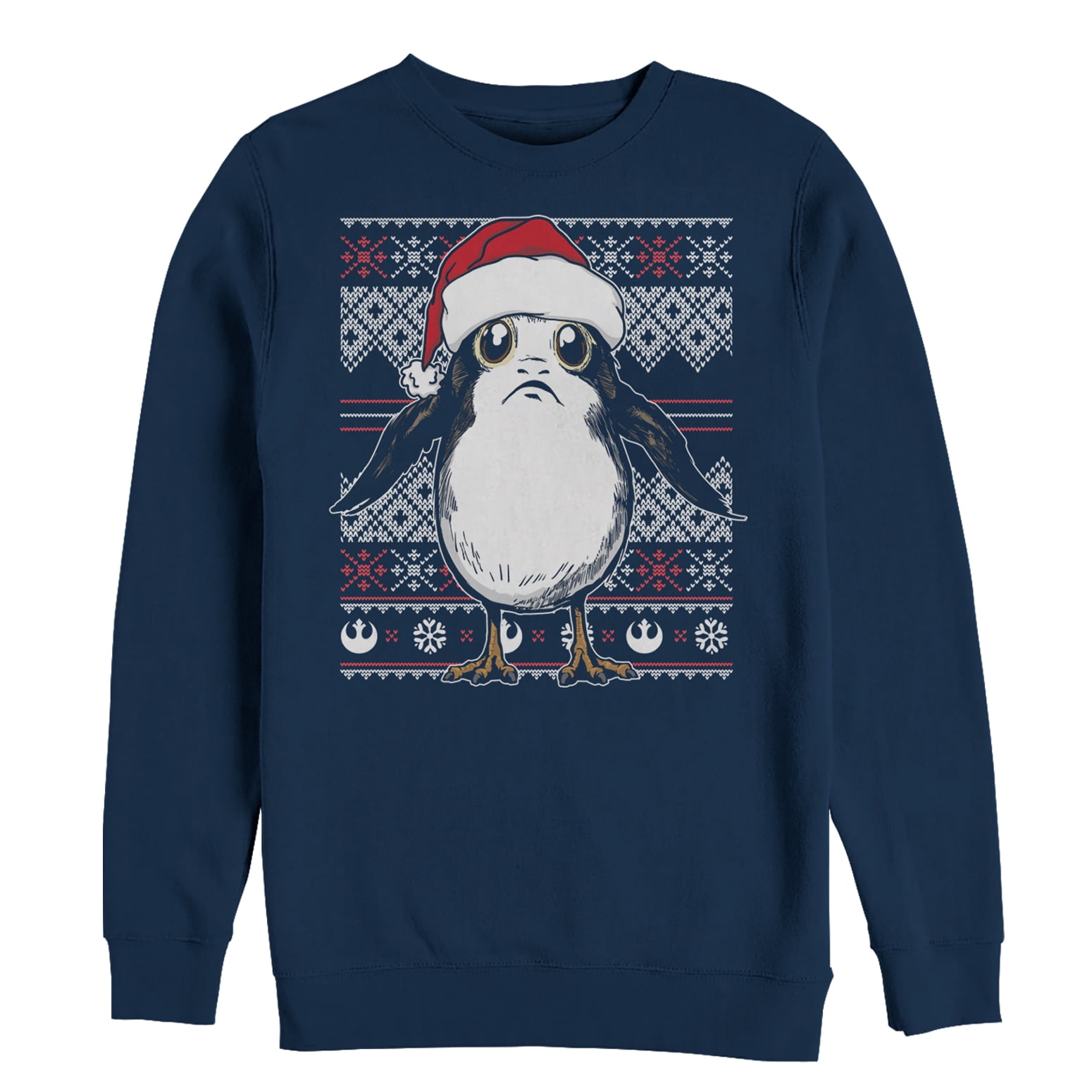 Men's Star Wars The Last Jedi Ugly Christmas Porg Sweatshirt Navy Blue ...