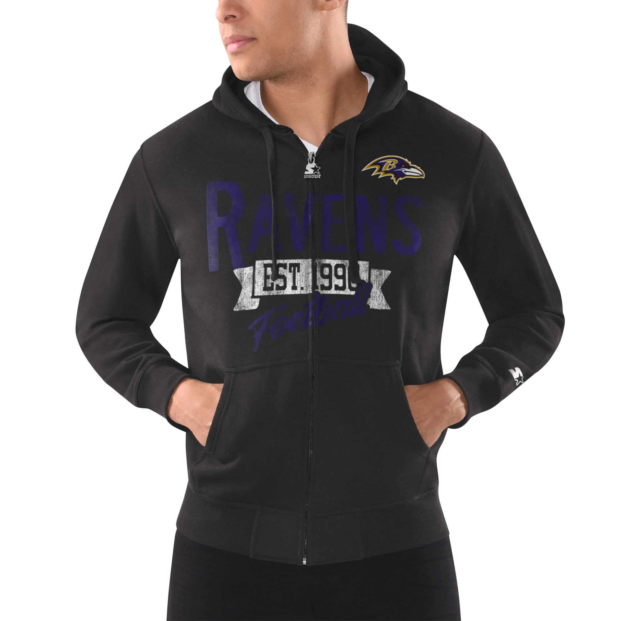 Men's Starter Black Baltimore Ravens Domestic Post Season Full-Zip ...