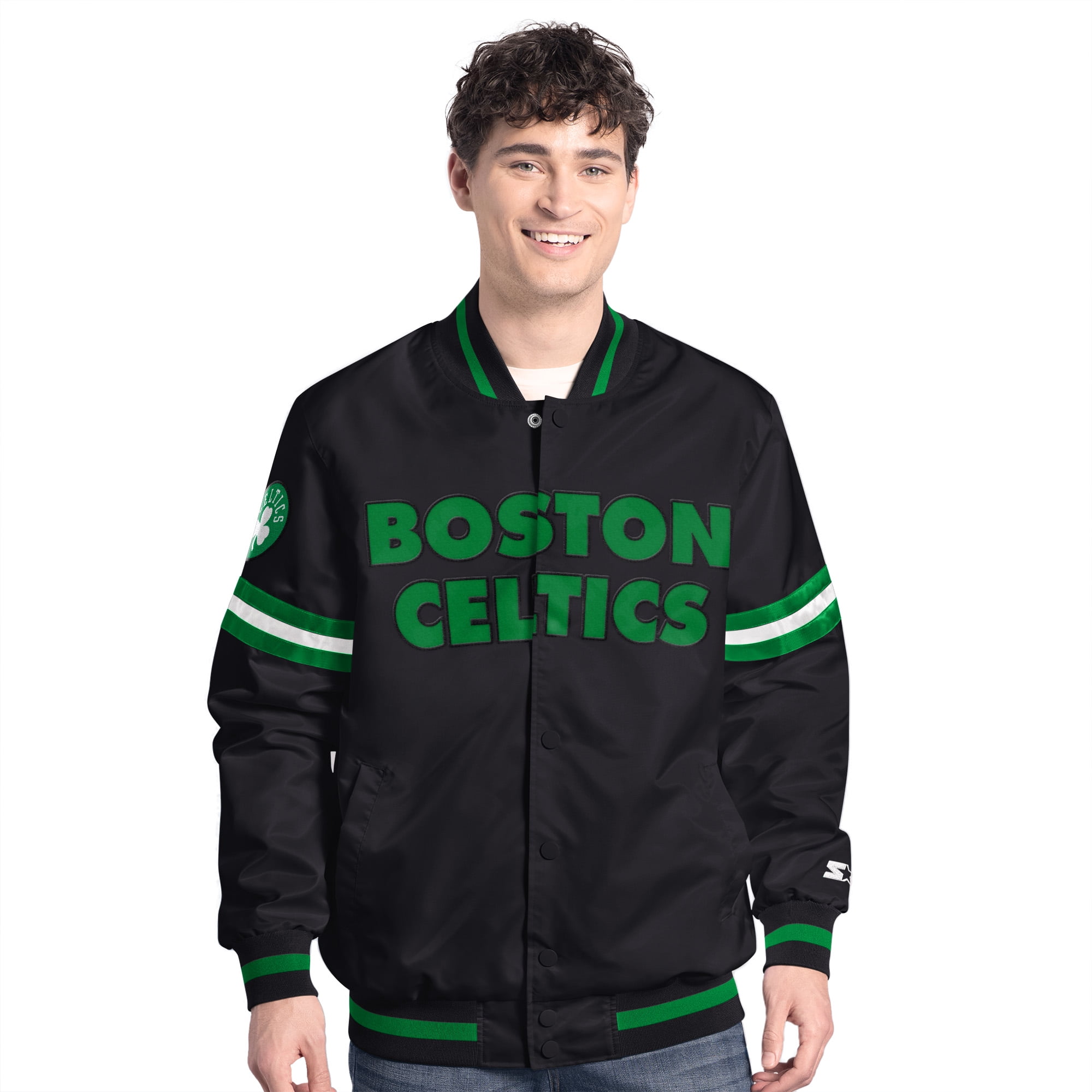 Men's-Starter Black Boston Celtics Scout Varsity Full-Snap Jacket ...