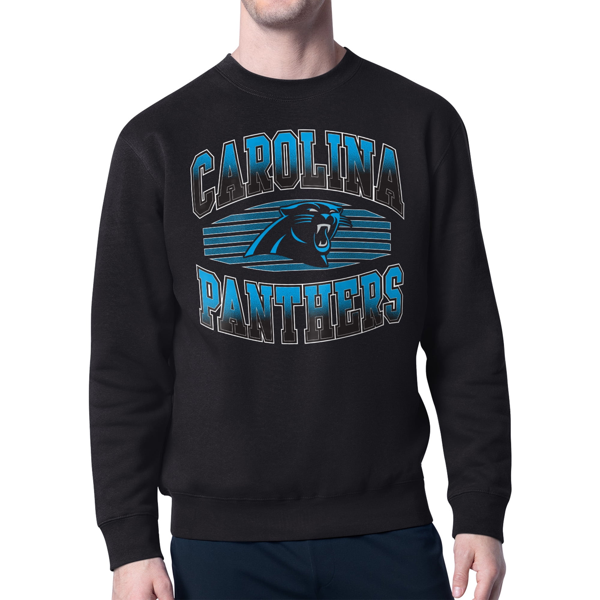 Men's Starter Black Carolina Panthers Team Grit Graphic Fleece Pullover ...