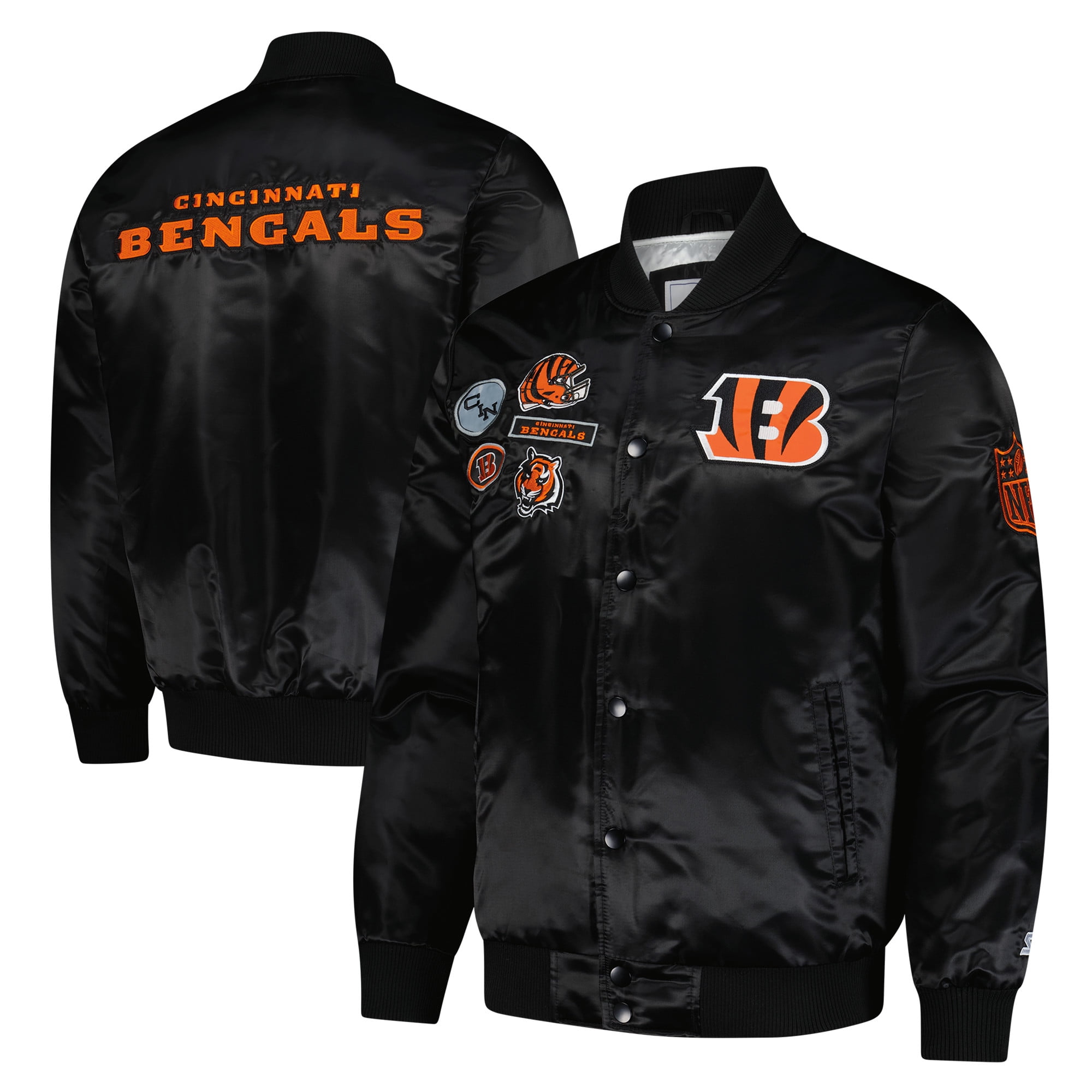 Men's Starter Black Cincinnati Bengals Exclusive Satin Full-Snap ...