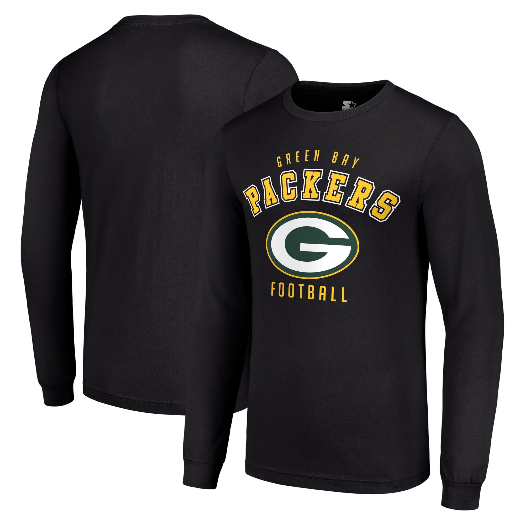 Men's Starter Black Green Bay Packers Long Sleeve T-Shirt - Walmart.com