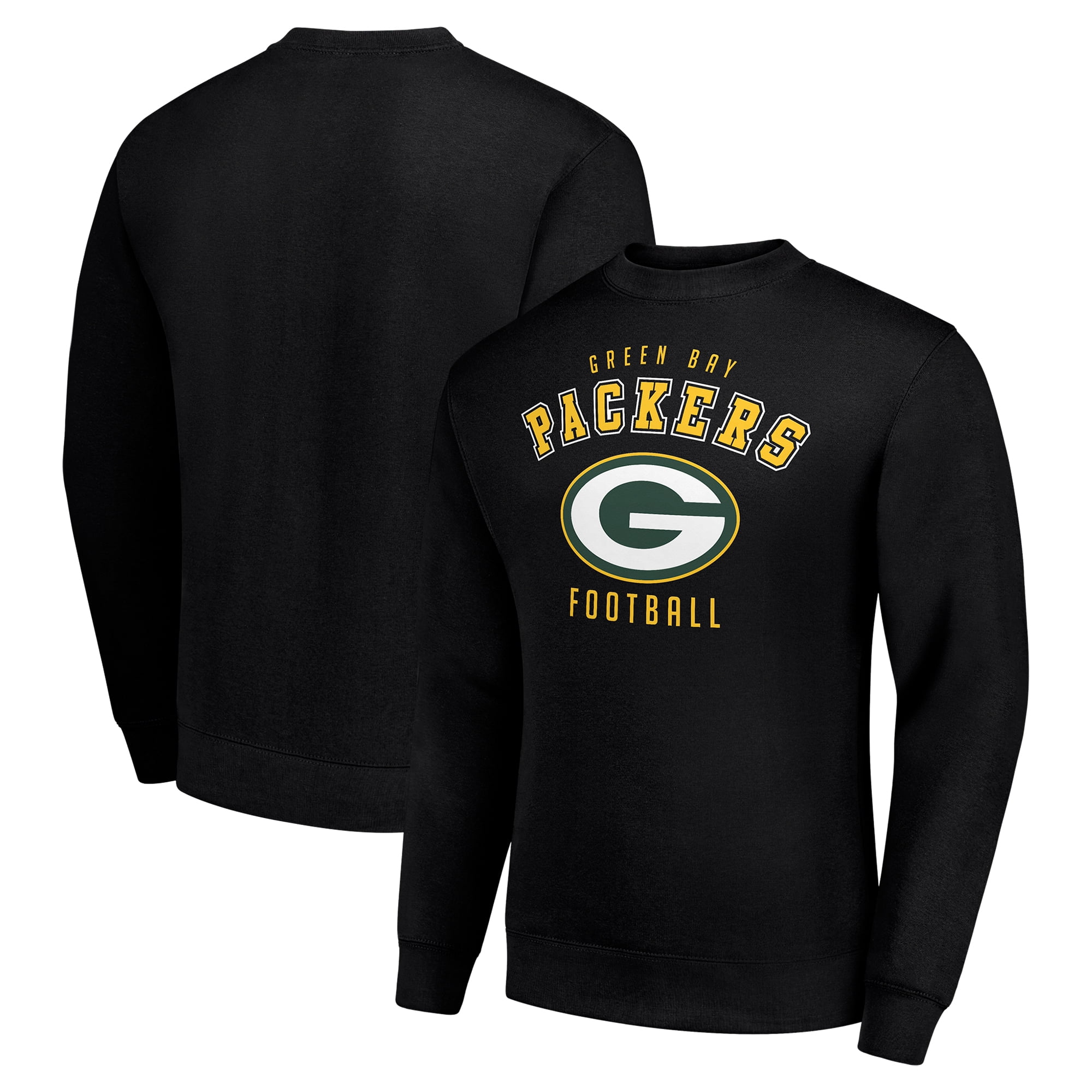 Men's Starter Black Green Bay Packers Team Logo Pullover Sweatshirt ...