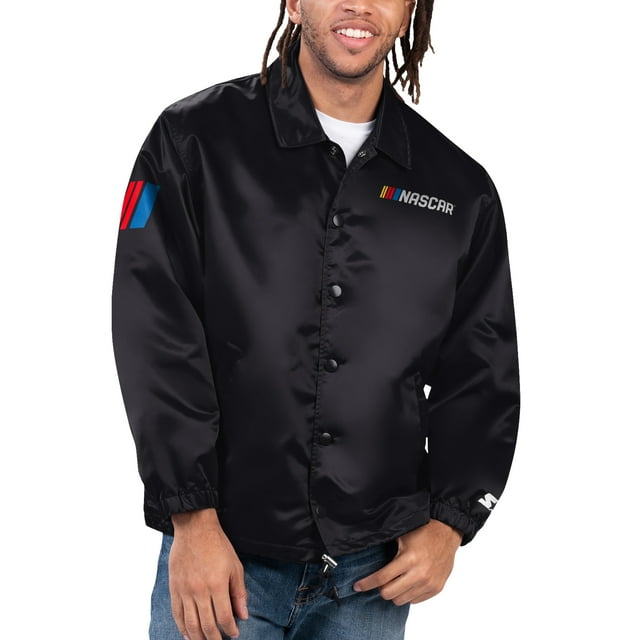 Men's Starter Black NASCAR-Option Route Full-Snap Coaches Jacket ...