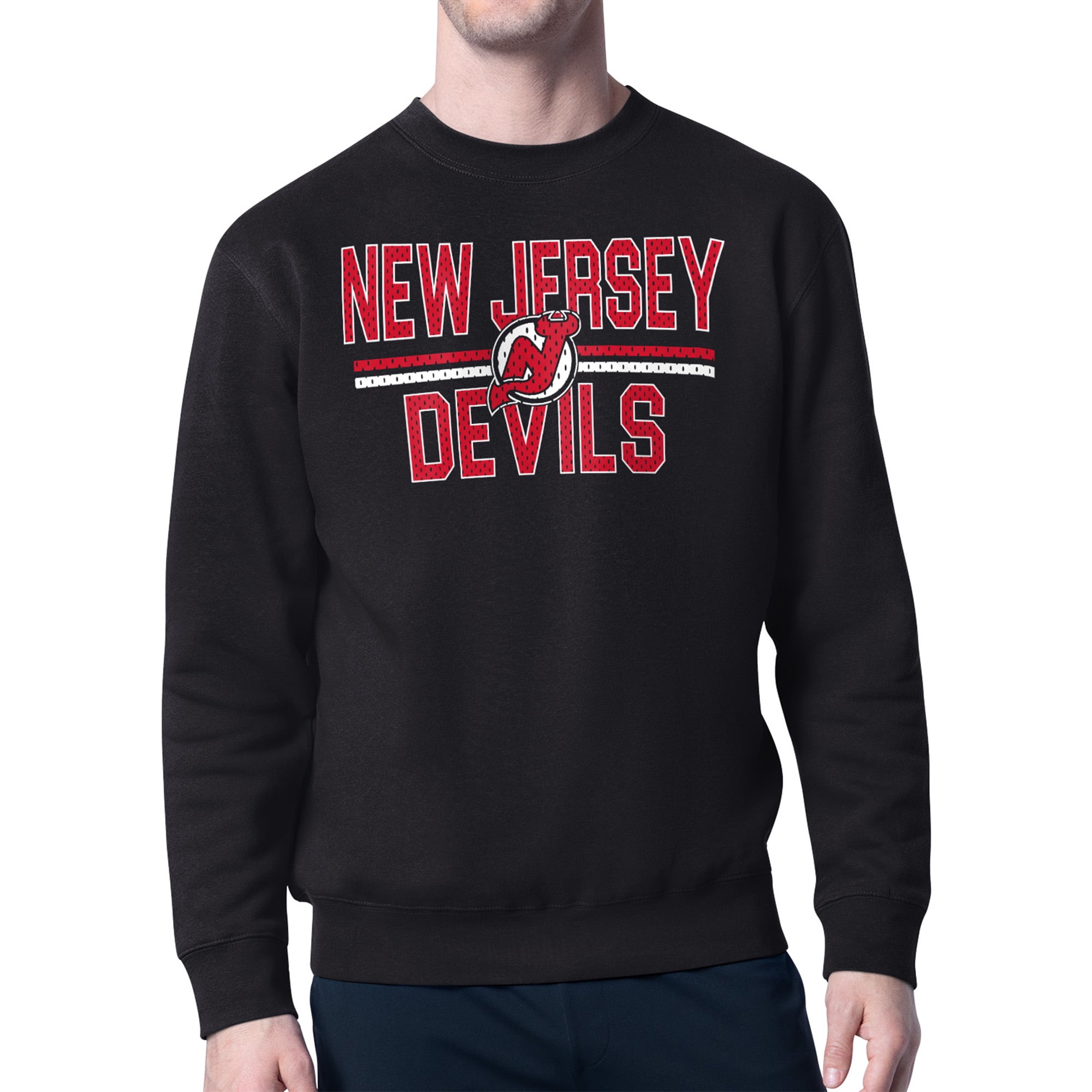 Men's Starter Black New Jersey Devils Mesh Look Team Name Logo Pullover ...