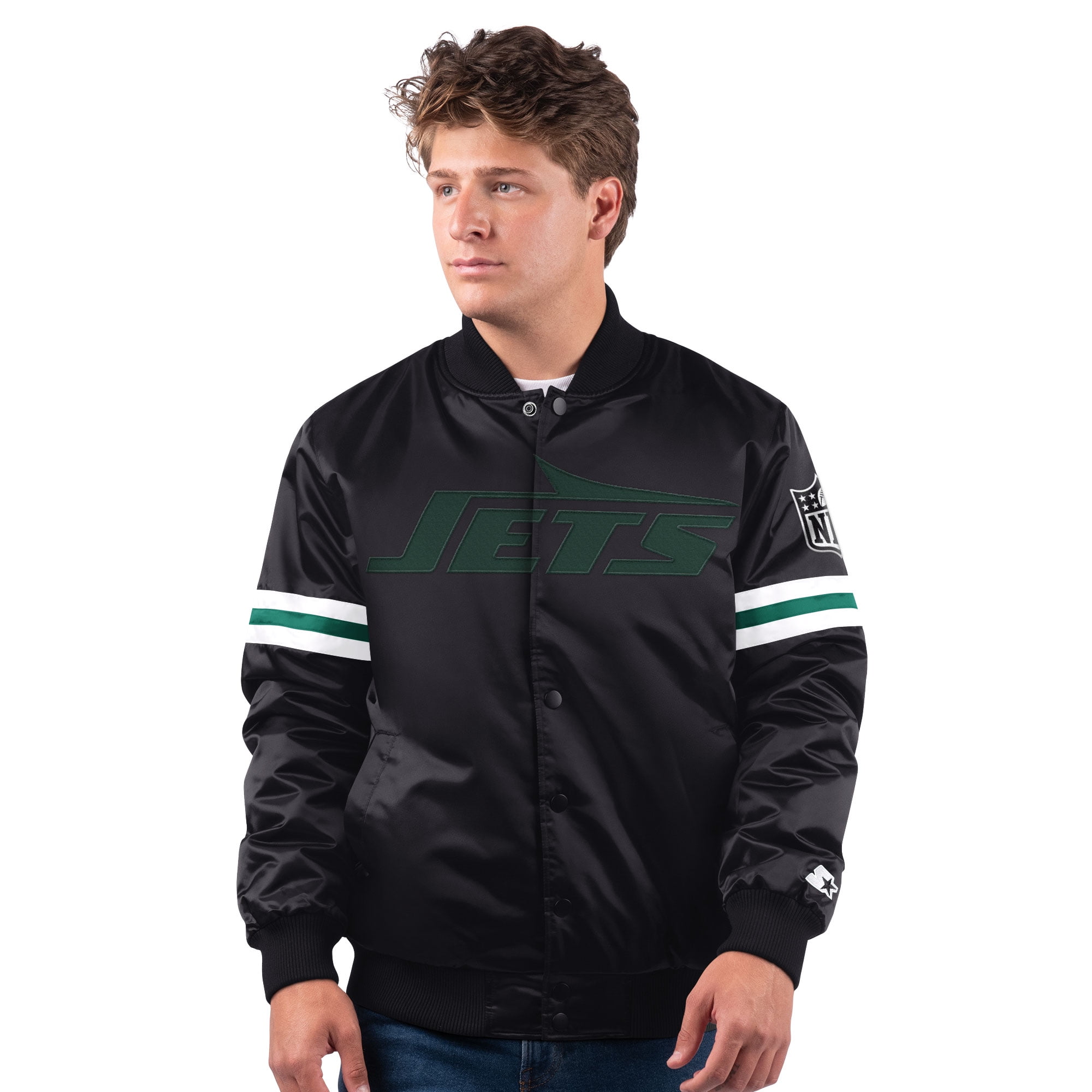 Men's Starter Black New York Jets New Logo Full-Snap Jacket - Walmart.com