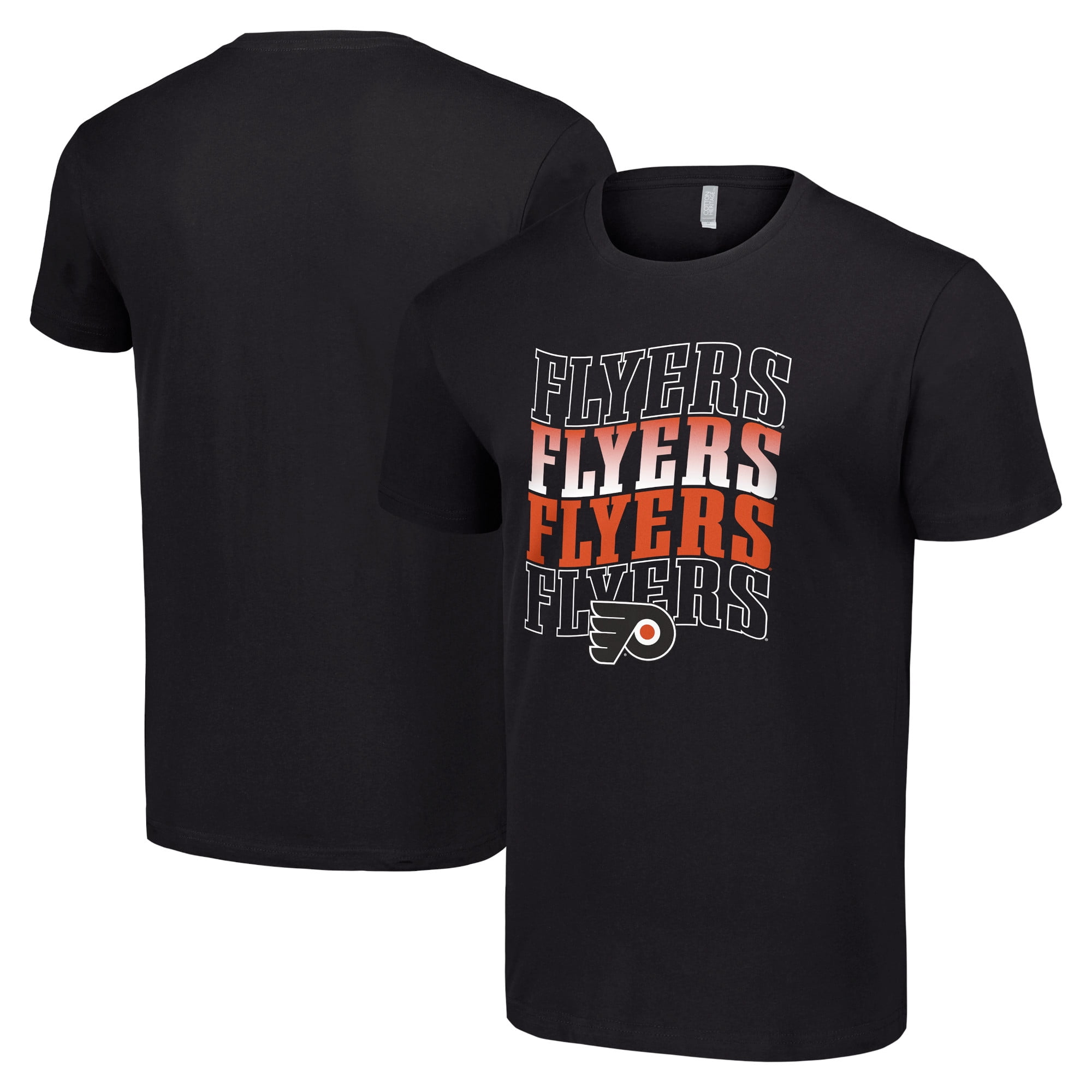 Men's Starter Black Philadelphia Flyers Four Team Name Logo T-Shirt ...