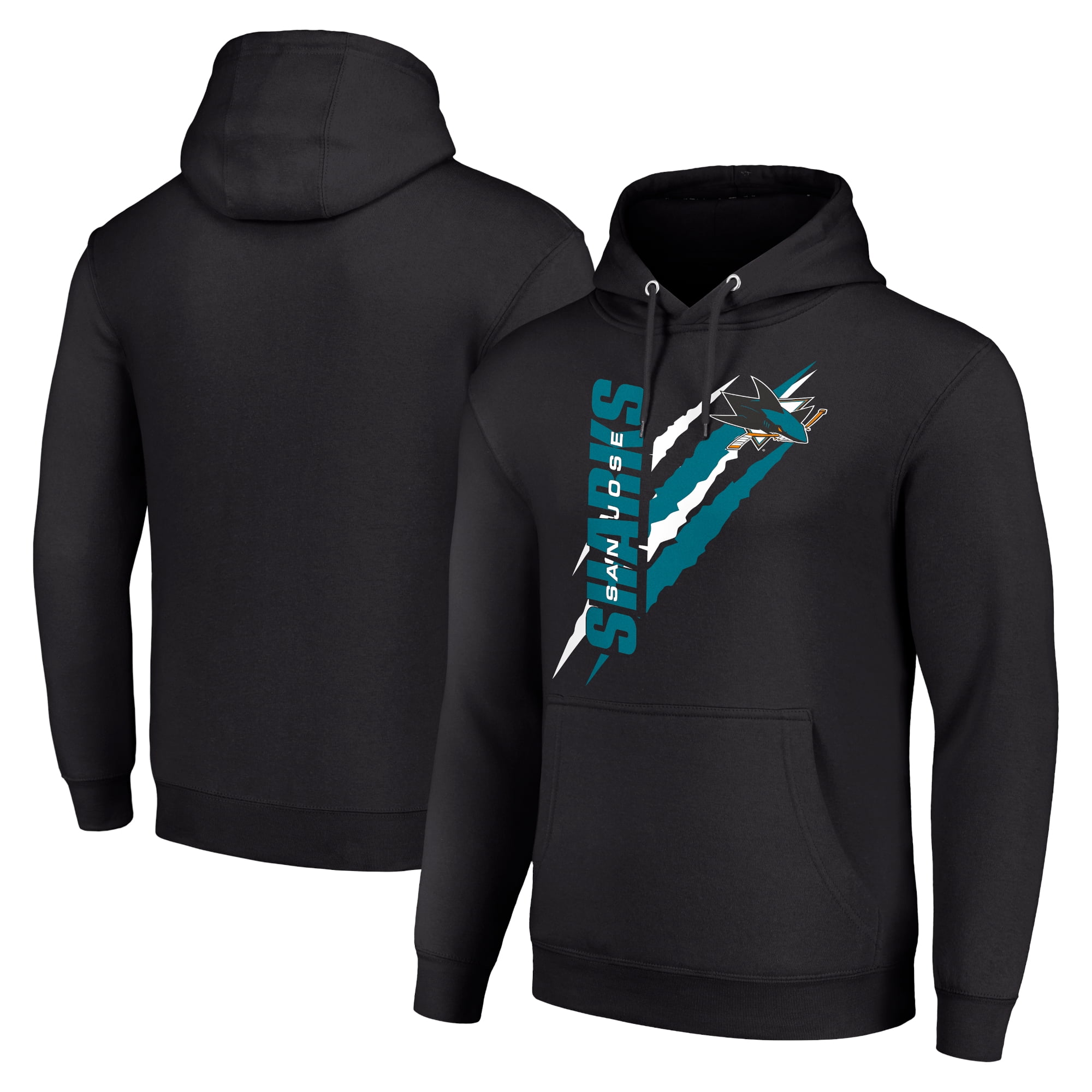 Men's Starter Black San Jose Sharks Color Scratch Fleece Pullover ...