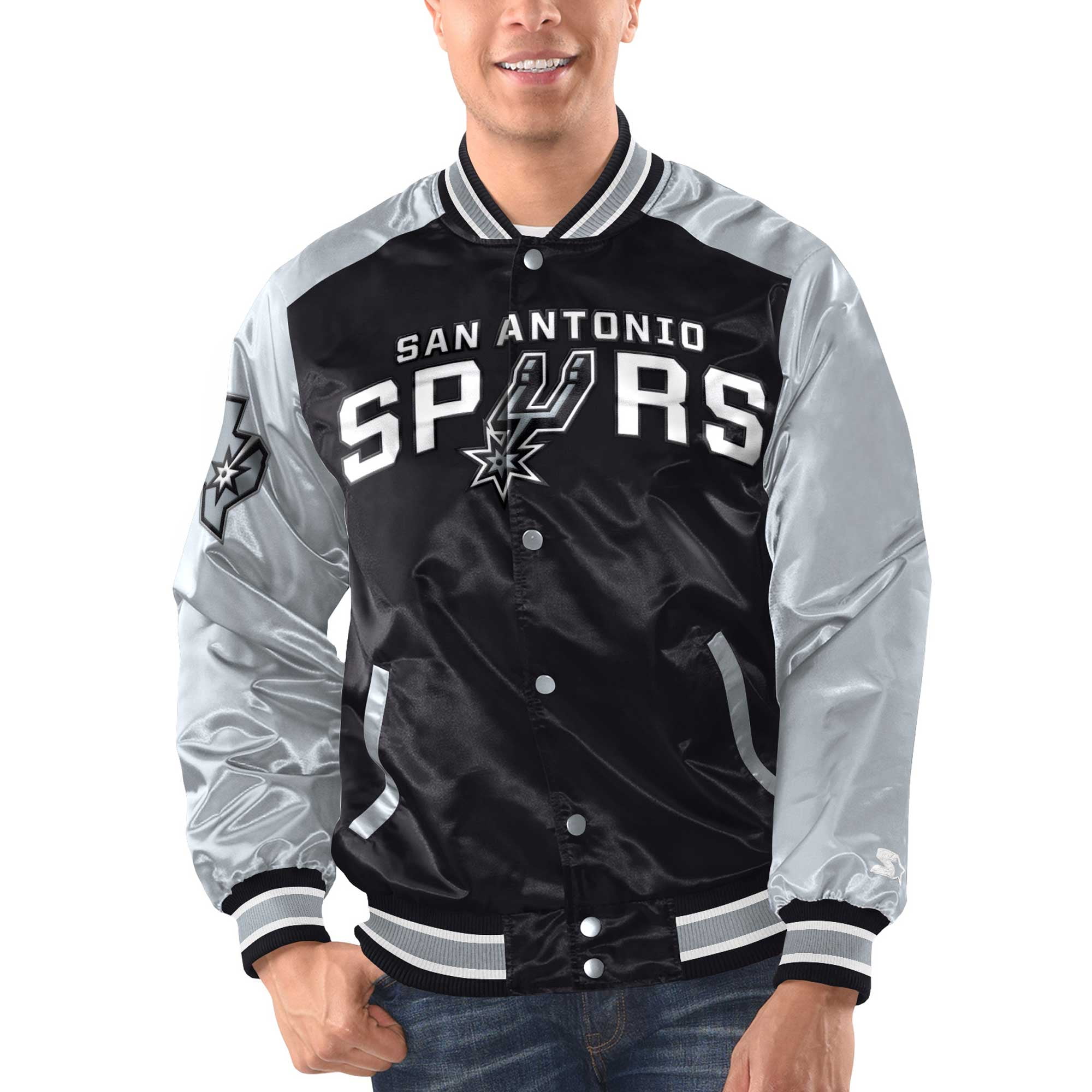 Men's Starter Black/Silver San Antonio Spurs Renegade Satin Full-Snap ...