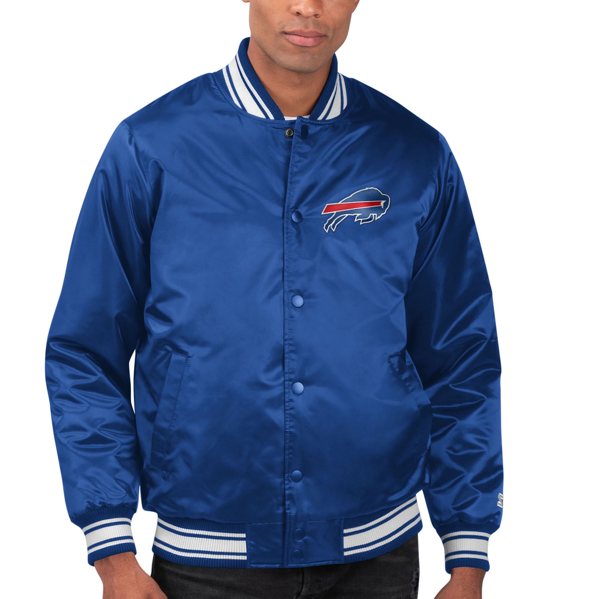 Men's Starter Blue Black Buffalo Bills Locker Room Satin Varsity Full ...