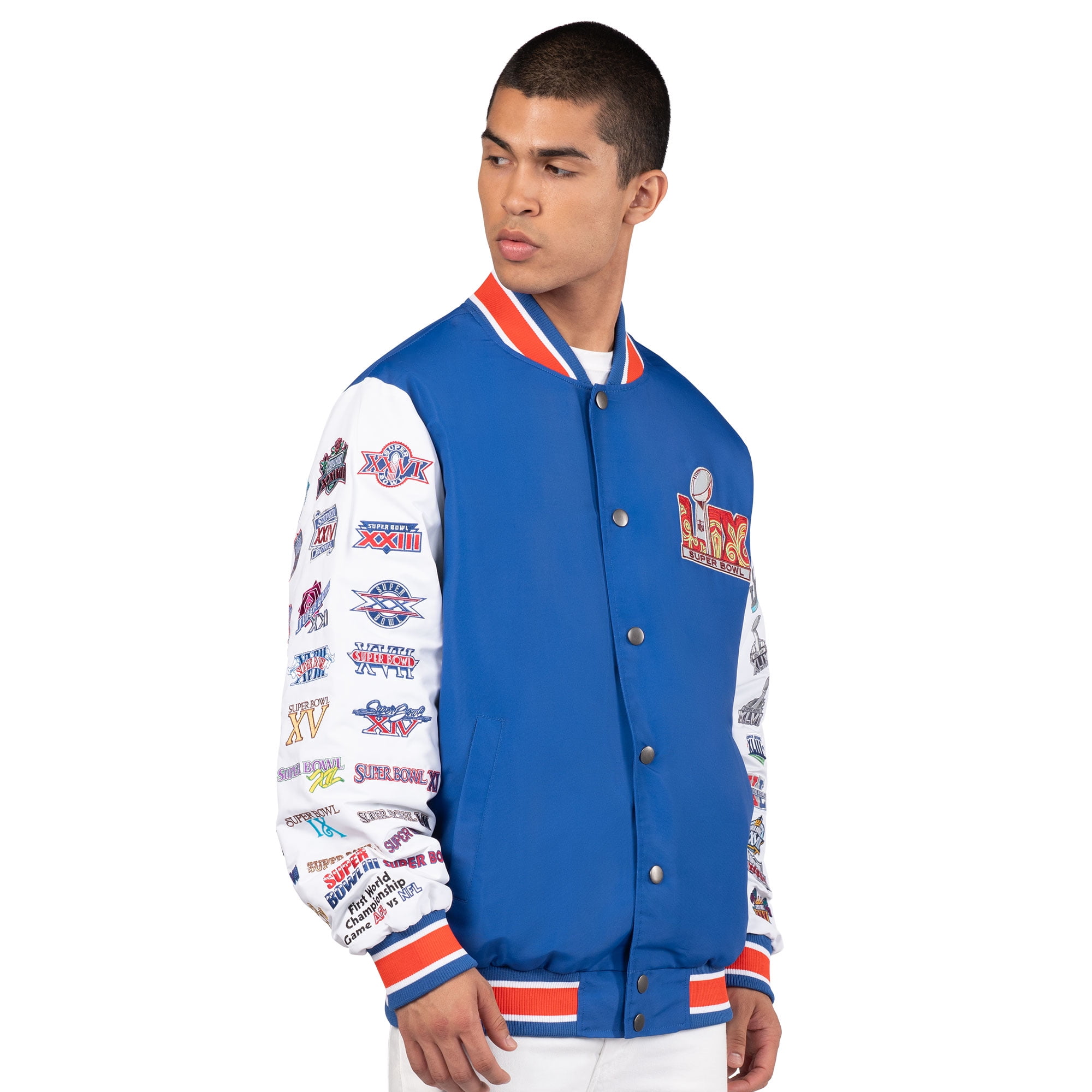 Men's-Starter Blue Super Bowl LIX Commemorative Full-Snap Varsity ...