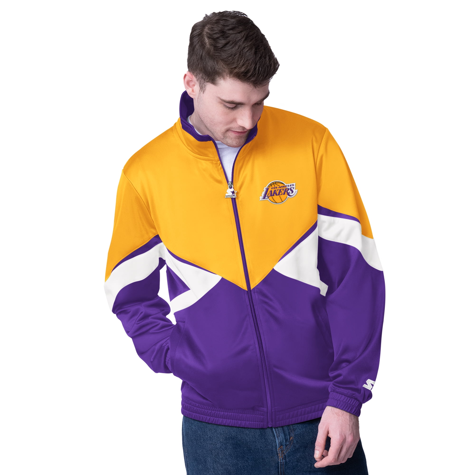 Men's Starter Gold/Purple Los Angeles Lakers Rush Applique Full-Zip ...