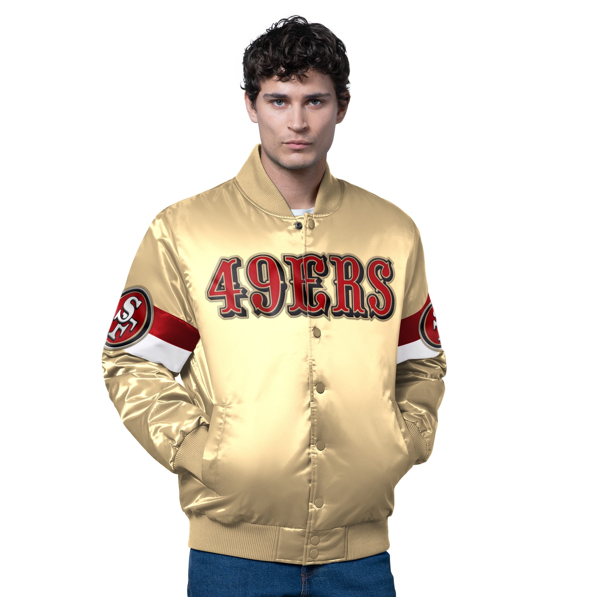 Men's Starter Gold San Francisco 49ers Triple Option Full-Snap Varsity ...