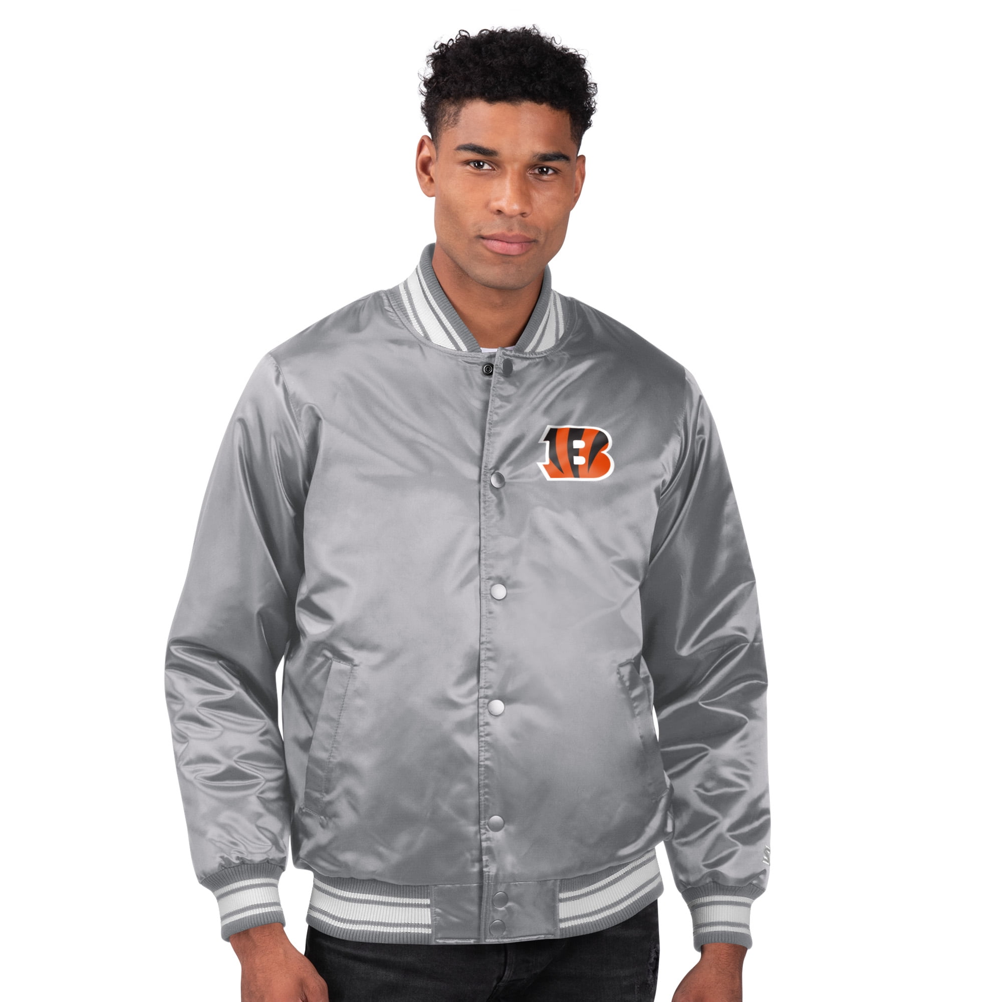 Men's Starter Gray Cincinnati Bengals Printed Team Logo Satin Varsity ...