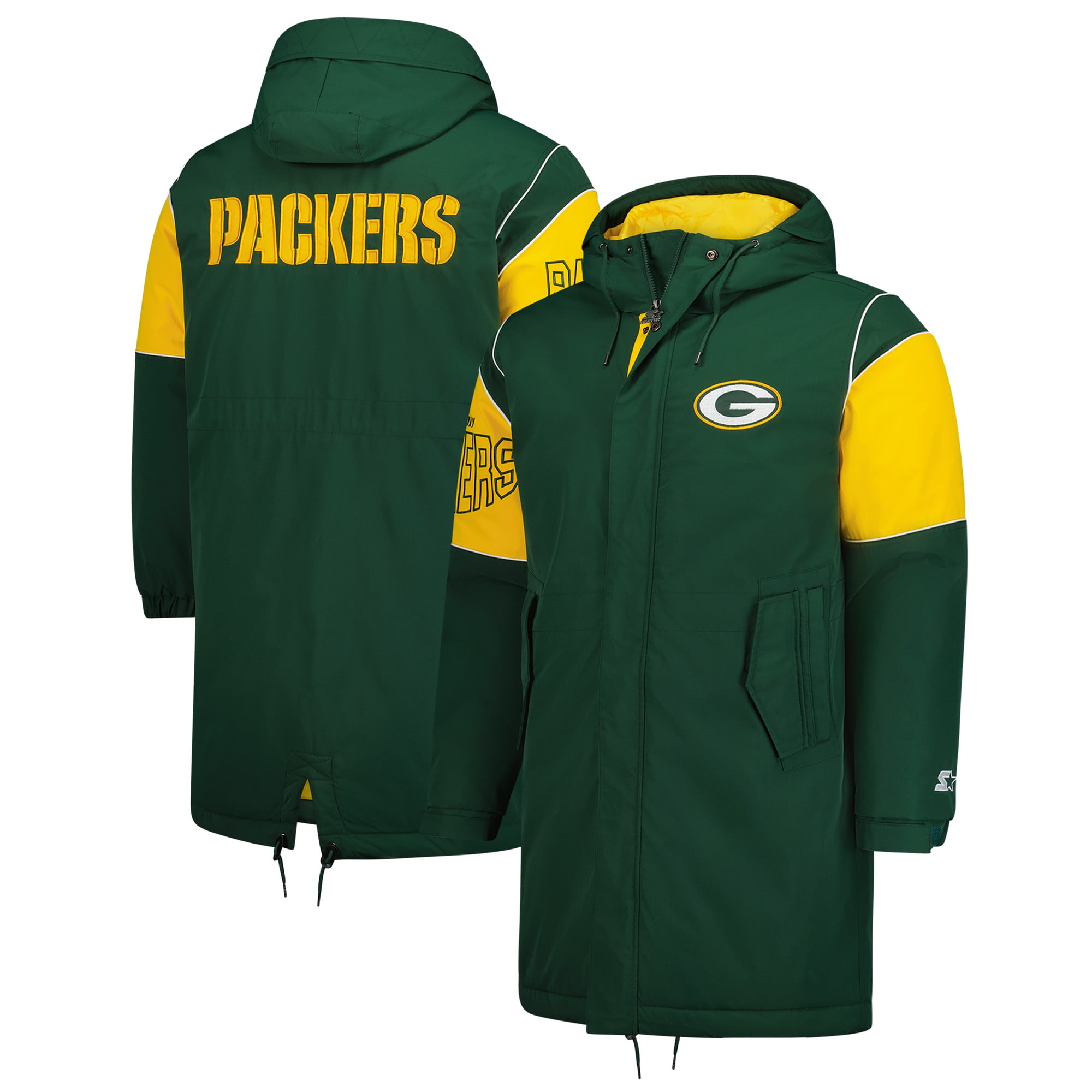 Men's Starter Green Green Bay Packers Dynasty Polyfill Stadium Full-Zip ...