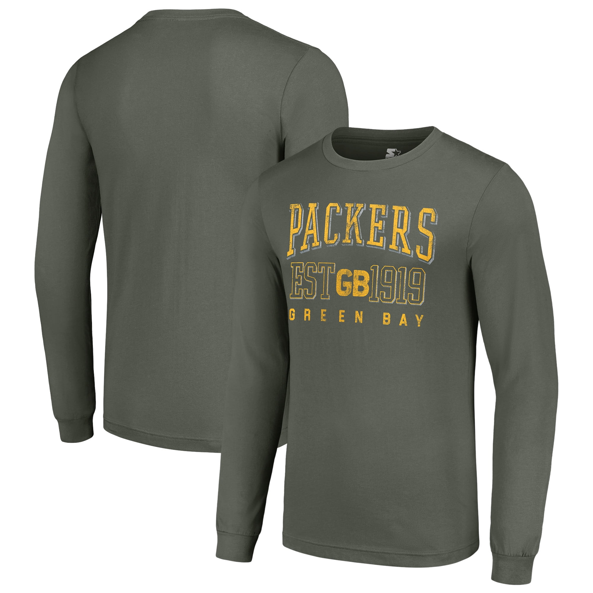 Men's Starter Green Green Bay Packers Throwback Logo Long Sleeve T ...
