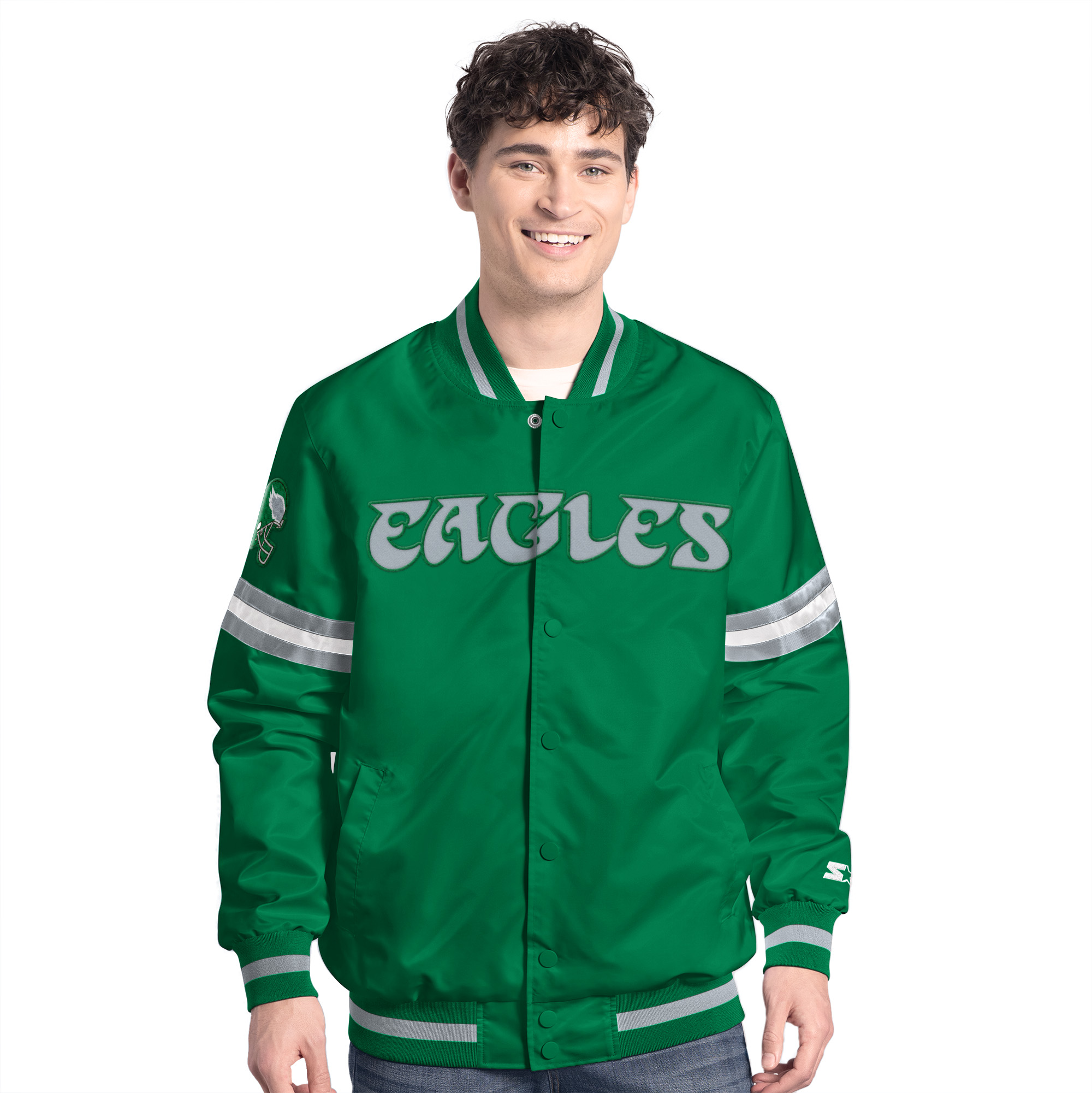 Men's-Starter Green Philadelphia Eagles Vintage Scout Full-Snap Varsity ...