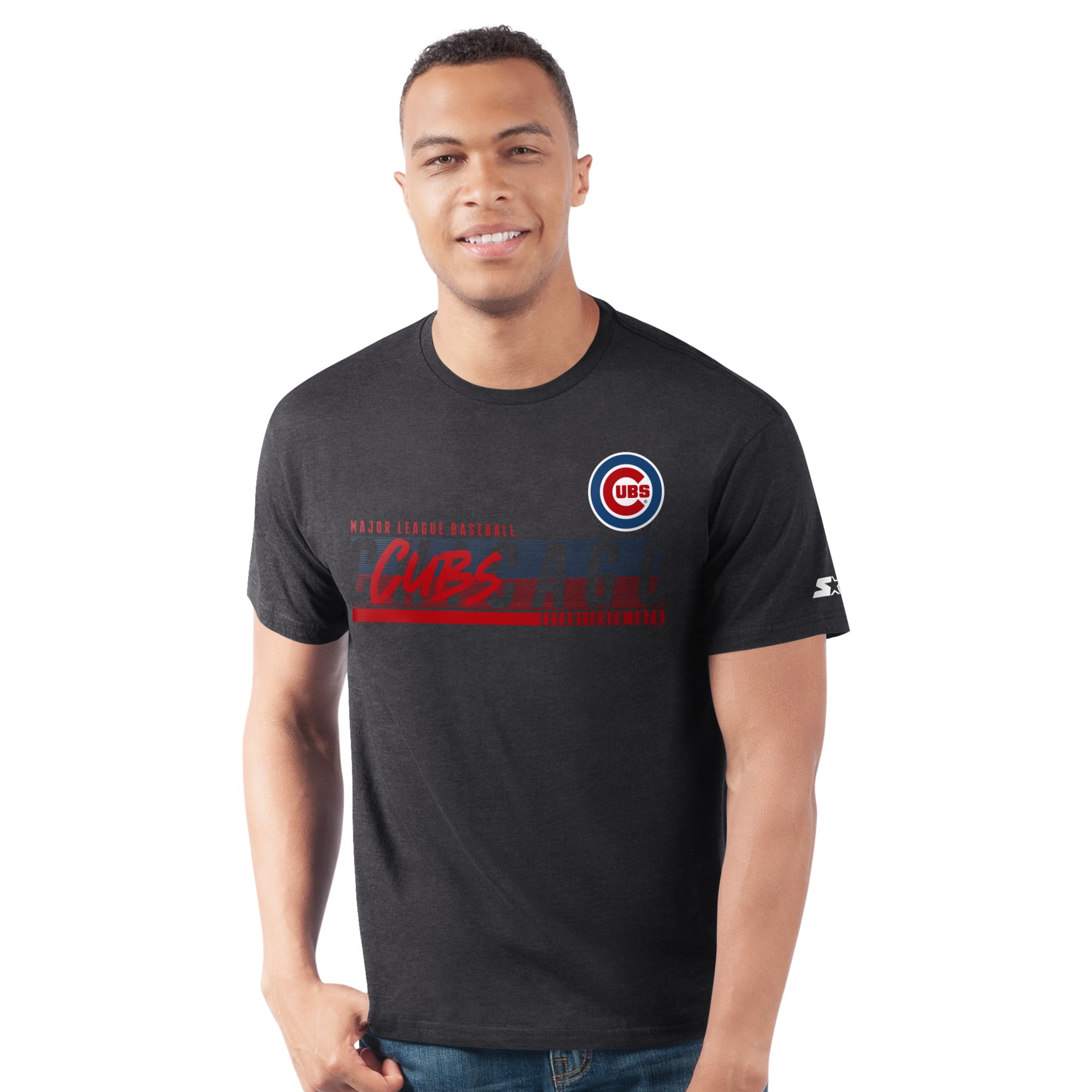 Men's Starter Heather Black Chicago Cubs Prime Time Team T-Shirt ...