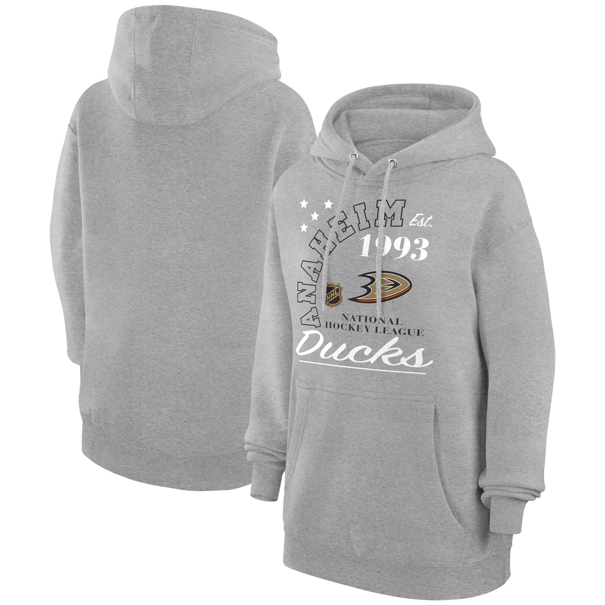 Men's Starter Heather Gray Anaheim Ducks Arch City Team Graphic Fleece ...