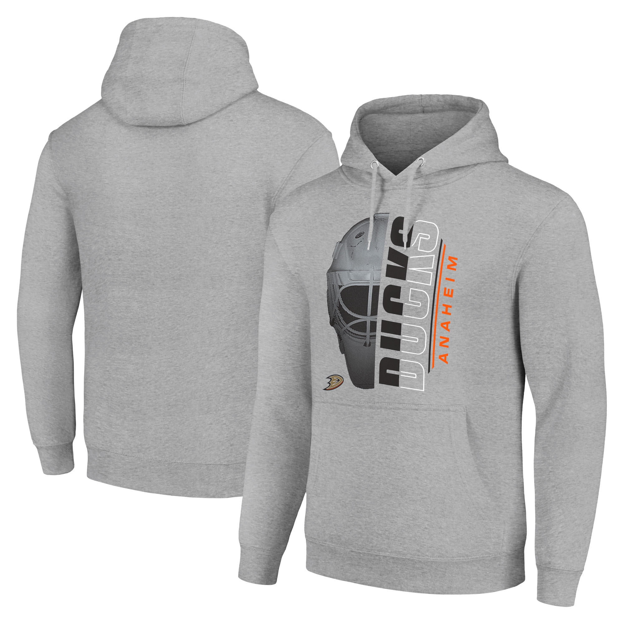 Men's Starter Heather Gray Anaheim Ducks Half Helmet Logo Fleece ...