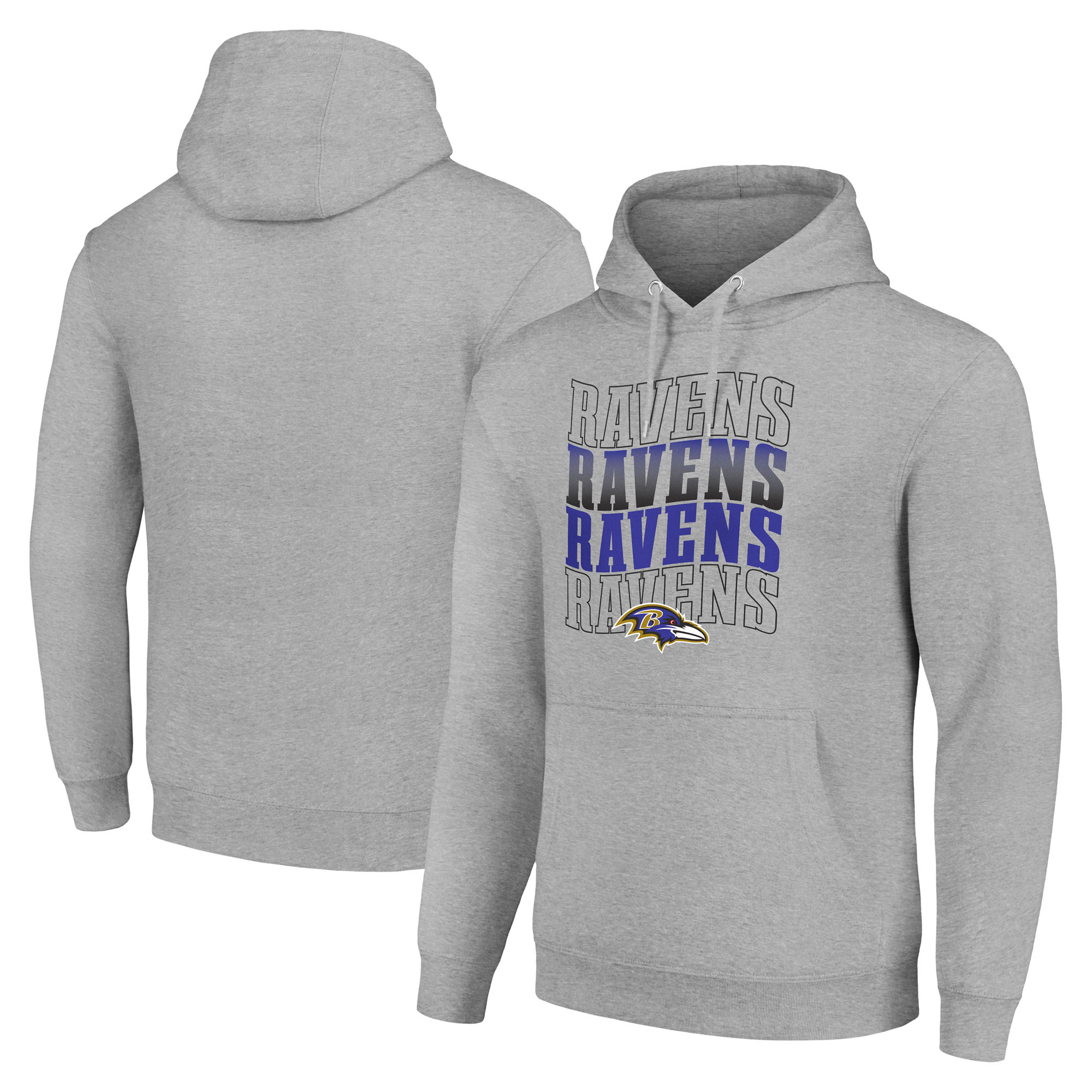 Men's Starter Heather Gray Baltimore Ravens Four Team Name Logo Fleece ...