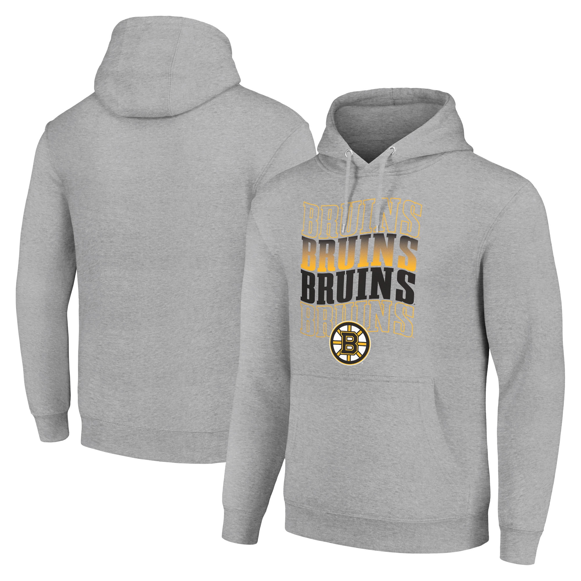 Men's Starter Heather Gray Boston Bruins Four Team Name Logo Fleece ...
