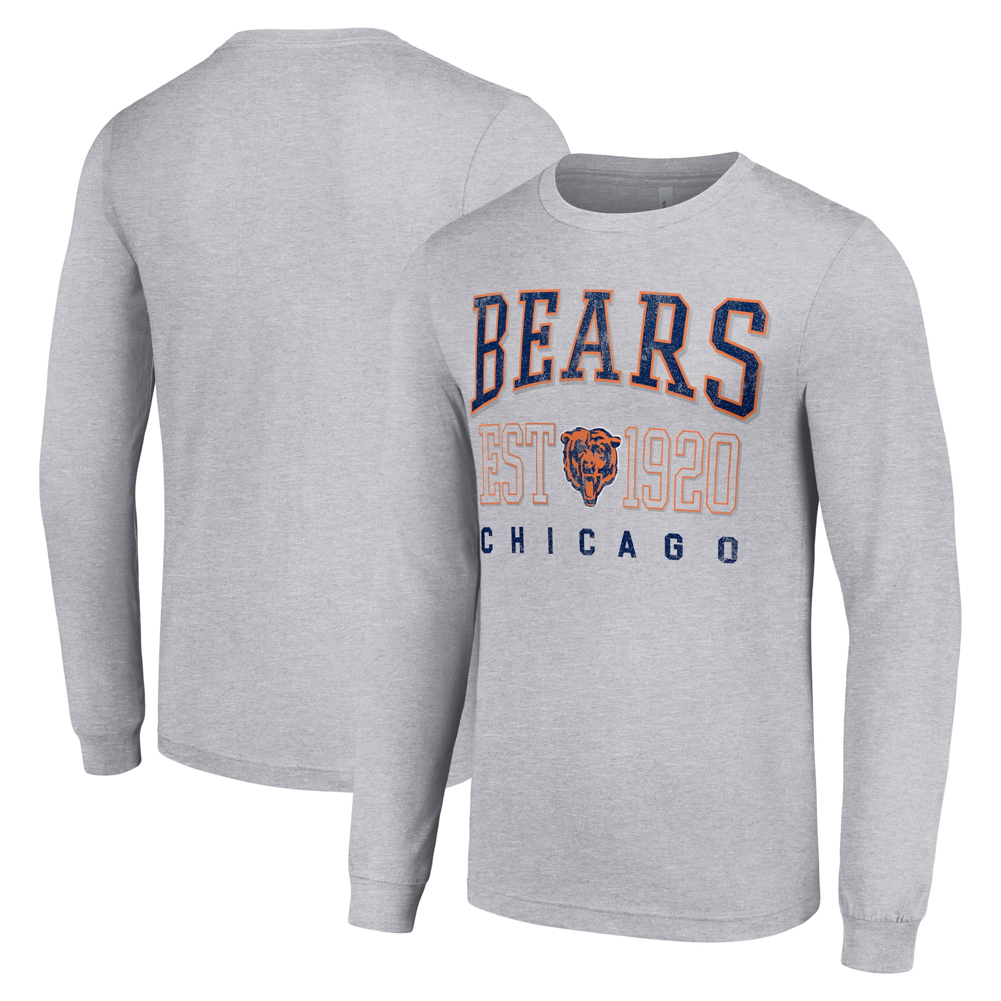 Men's Starter Heather Gray Chicago Bears Throwback Logo Long Sleeve T ...