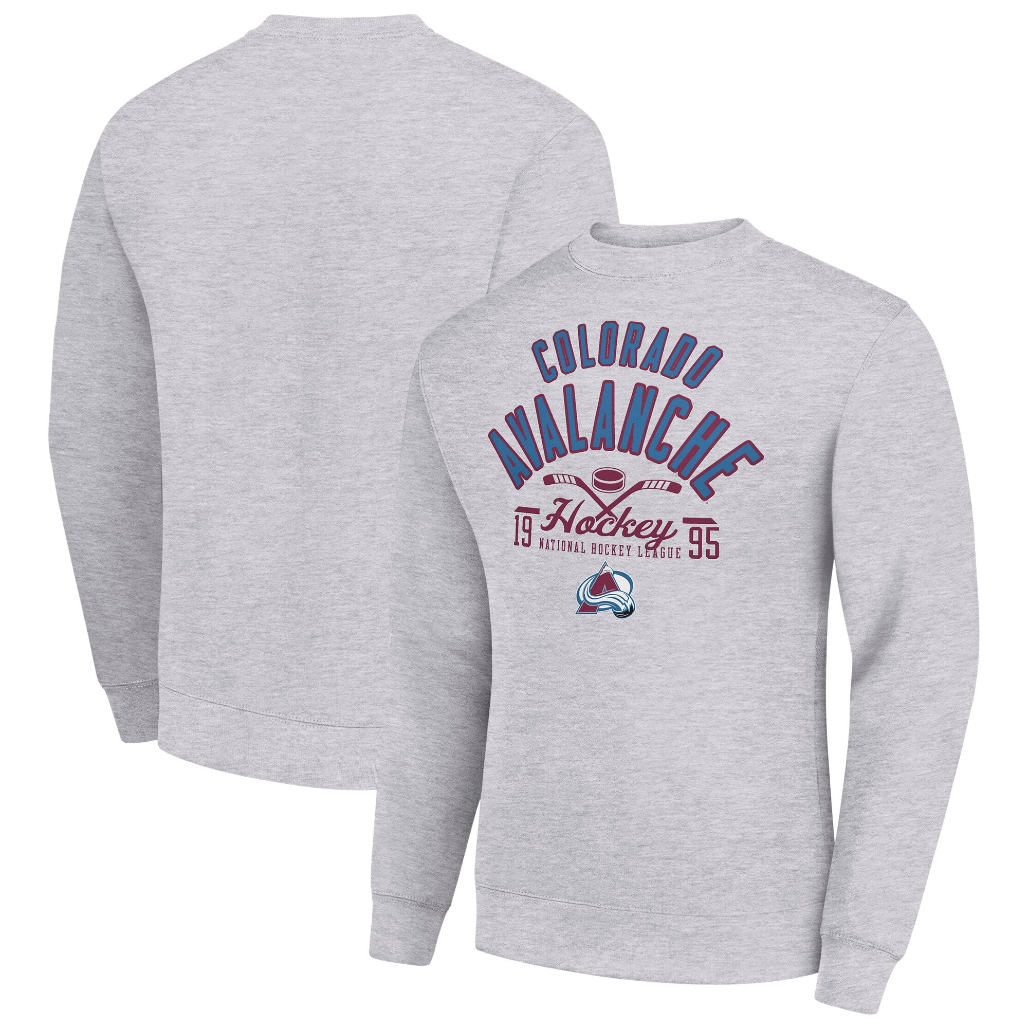 Men's Starter Heather Gray Colorado Avalanche Stick And Puck Logo ...